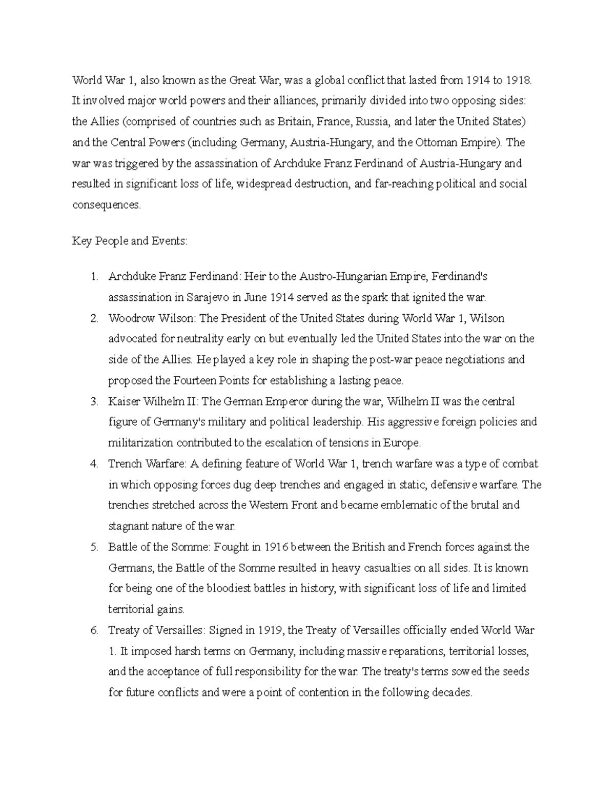 WWI - General information on WWI. - World War 1, also known as the ...