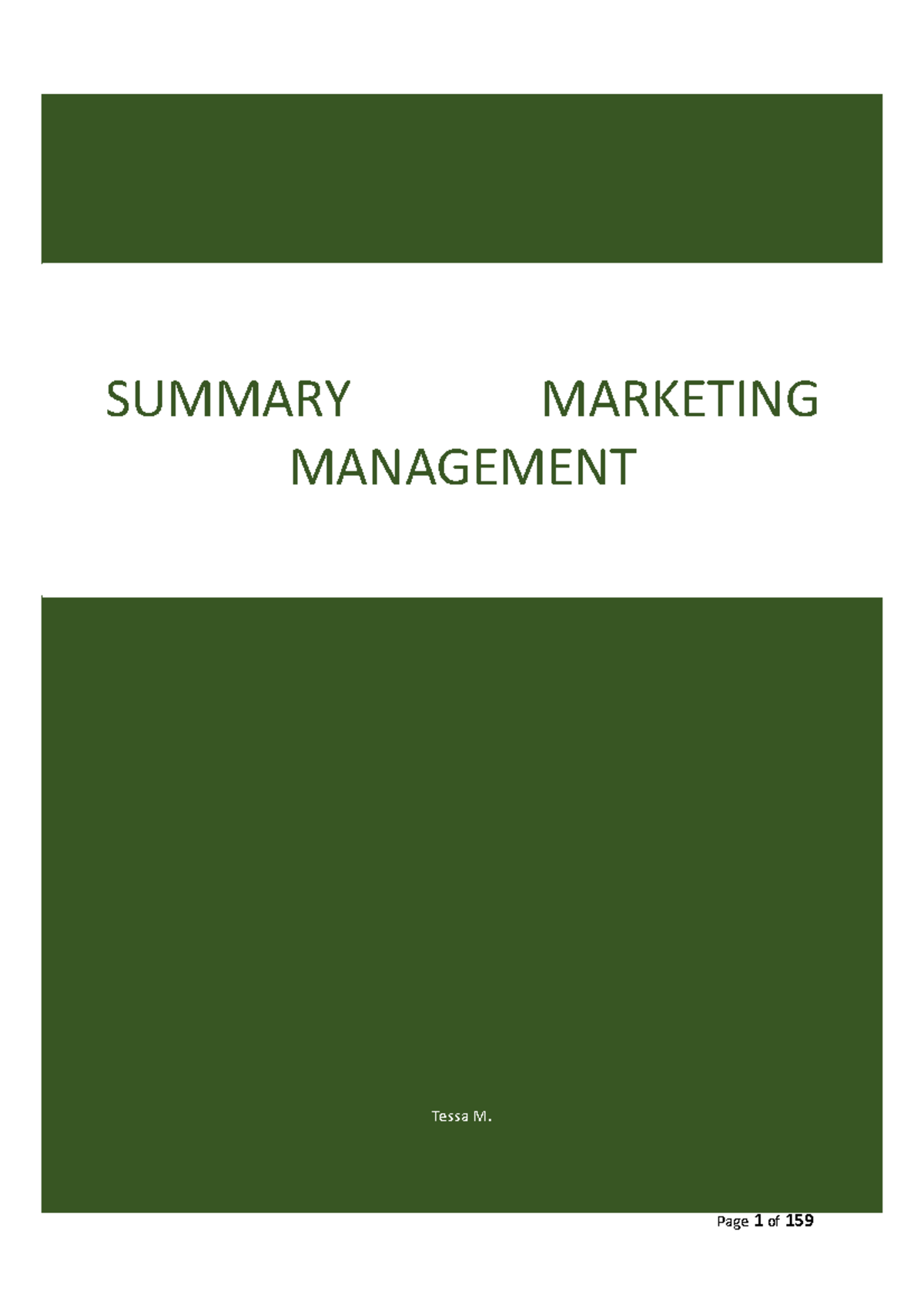 international marketing Summary - Tessa M. SUMMARY MARKETING MANAGEMENT ...