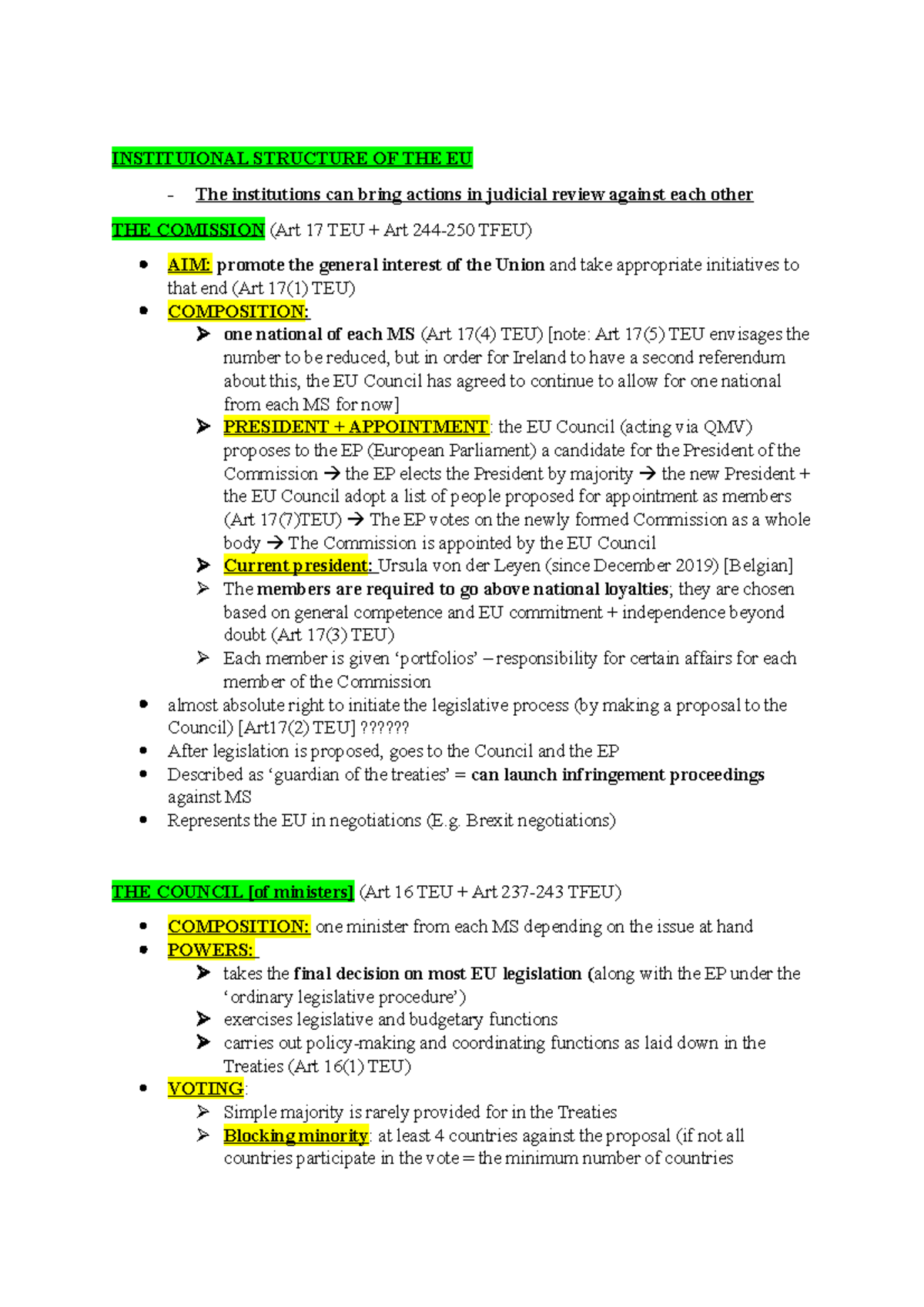 LC1 - EU institutions and legislative procedure - INSTITUIONAL ...