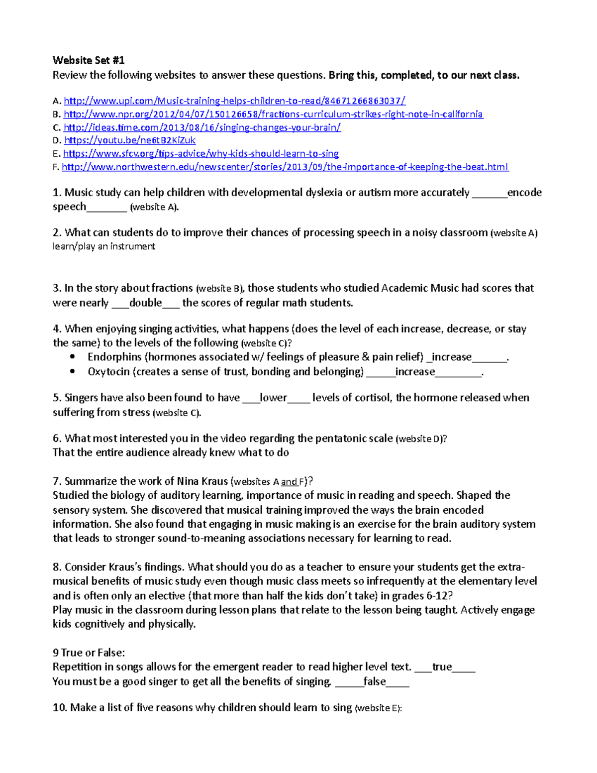 Website Set #1 Worksheet r23 - Website Set # Review the following ...