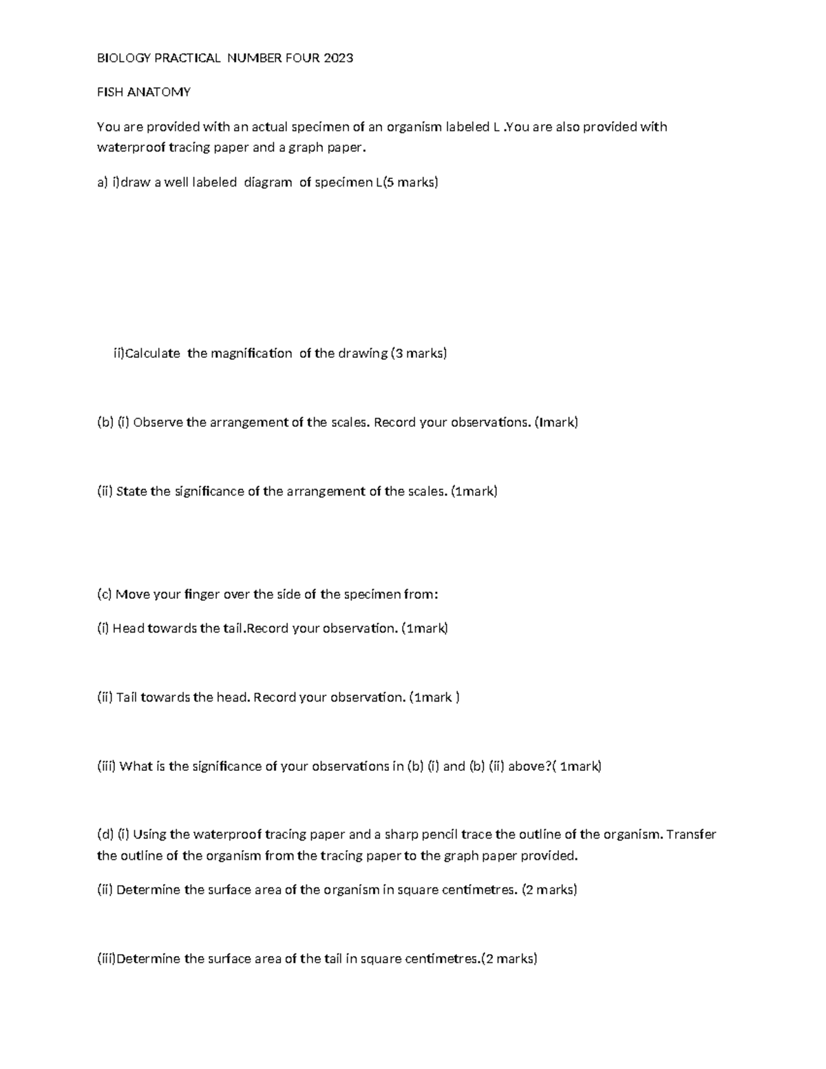 Practical of Fish 4 - NOTES - BIOLOGY PRACTICAL NUMBER FOUR 2023 FISH ...