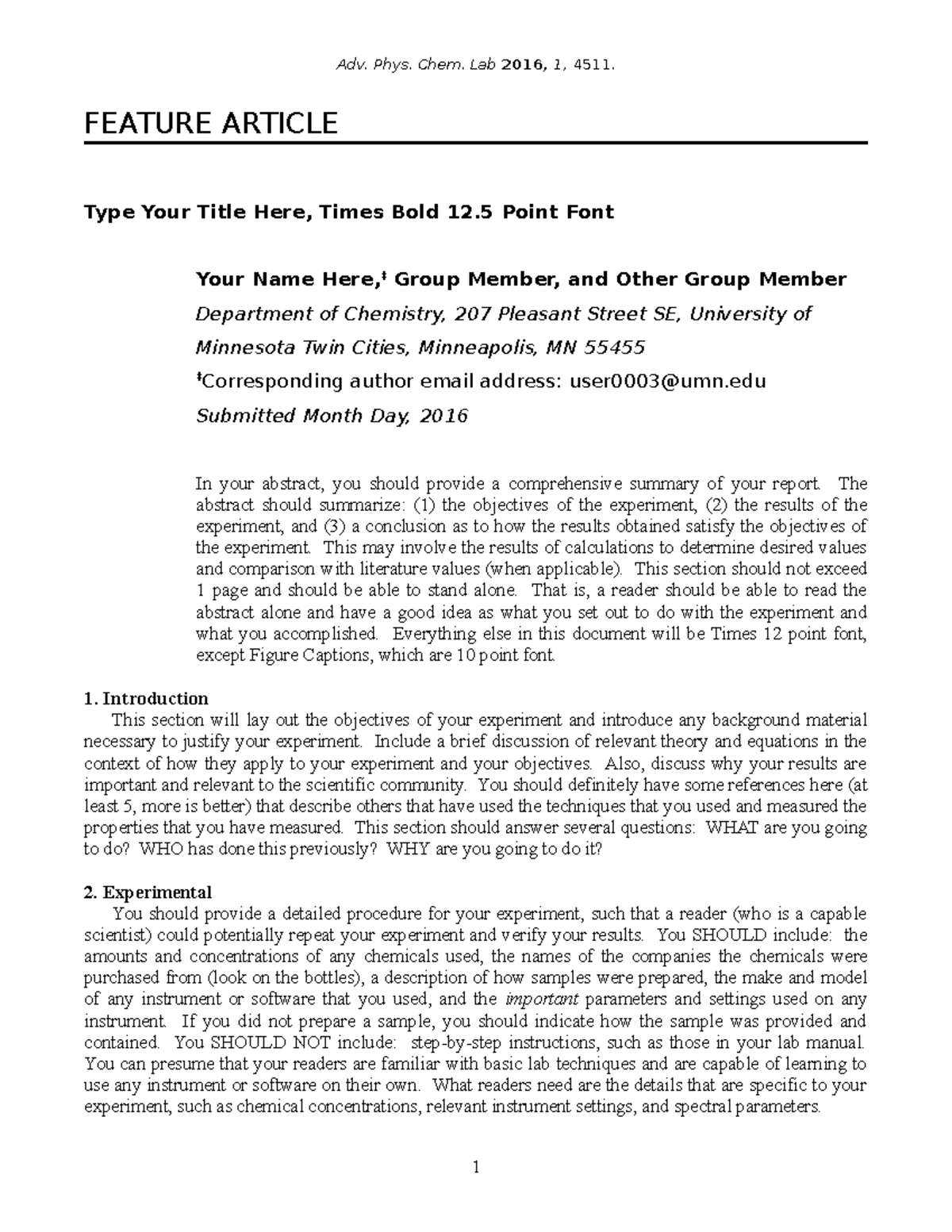 Lab report template example. - FEATURE ARTICLE Type Your Title Here ...