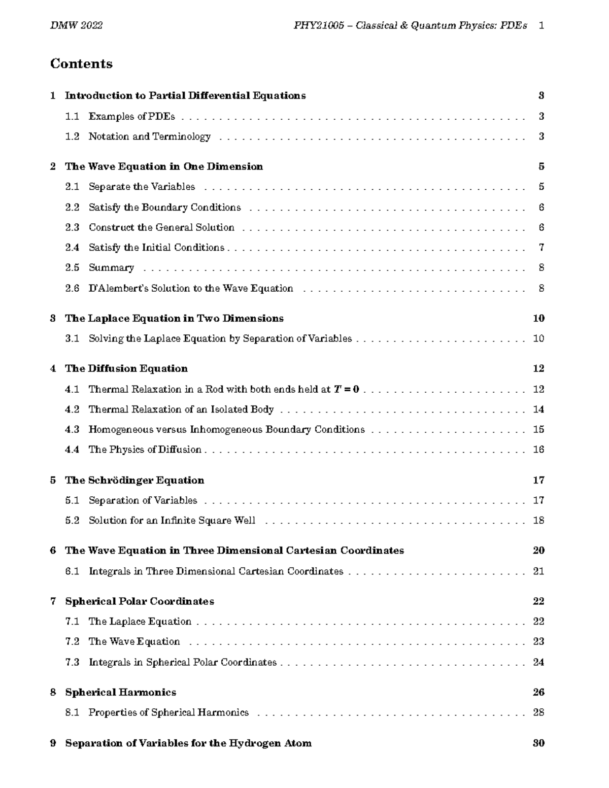 Pde - pde lecture notes - Contents 1 Introduction to Partial ...