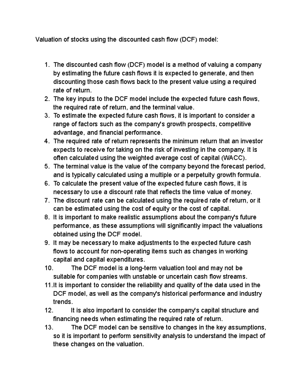 Valuation of stocks using the discounted cash flow (DCF) model - The ...
