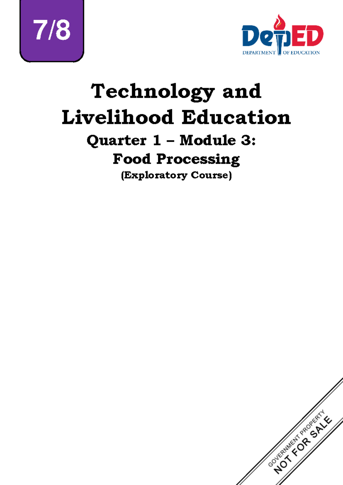 Food pro 3 1 - Technology and Livelihood Education Quarter 1 – Module 3 ...
