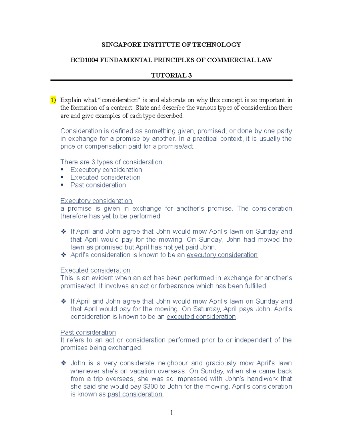 SIT.BCD.Commercial Law - SINGAPORE INSTITUTE OF TECHNOLOGY BCD1004 ...