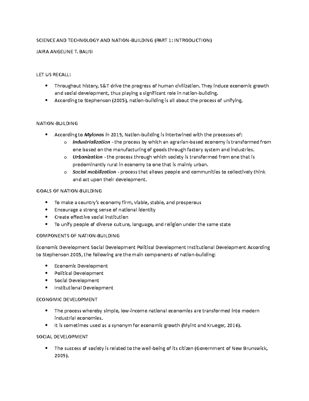 Nation Building Lecture - SCIENCE AND TECHNOLOGY AND NATION-BUILDING ...
