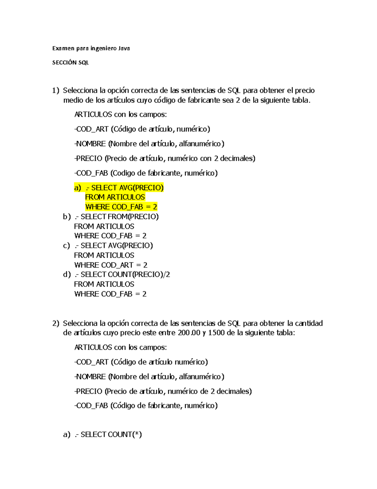 Teoria Sobre Desarrollo Java - Examen para ingeniero Java SECCIÓN SQL ...