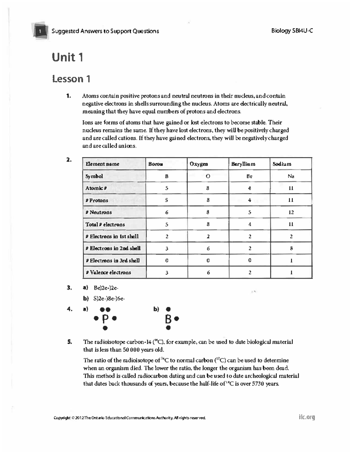 SBI4U - C - Answer KEY - Biology help key - Suggested Answers to ...