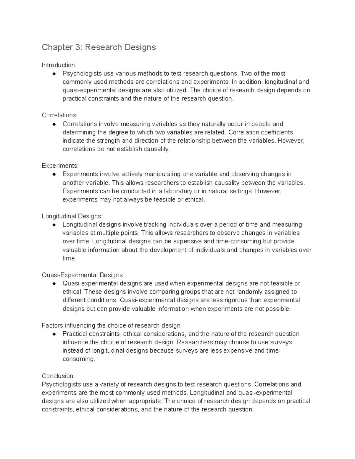 Week 2 Psych 1001 - Chapter 3: Research Designs Introduction ...