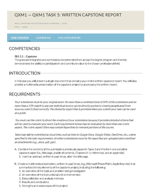 WGU Performance Assessment - QXM1 — QXM1 TASK 3: CAPSTONE WRITTEN ...