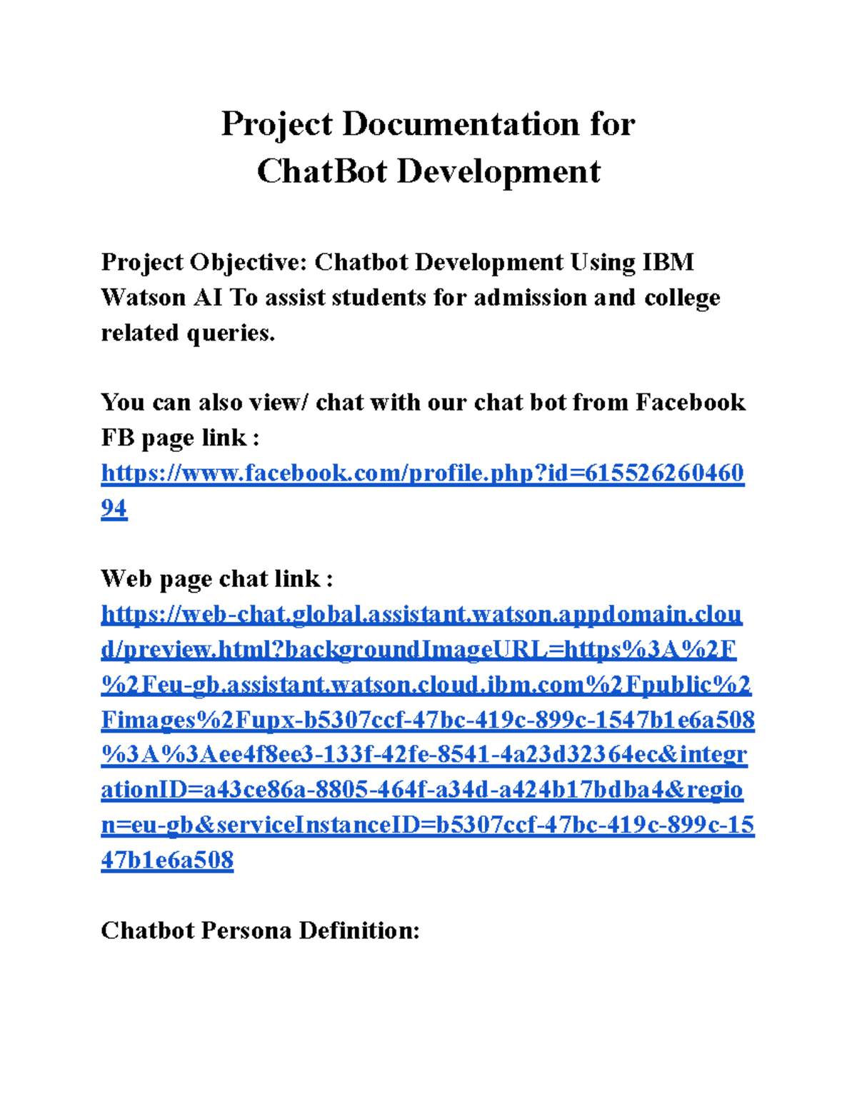 CAD Phase 5 - GOOD - Project Documentation for ChatBot Development ...
