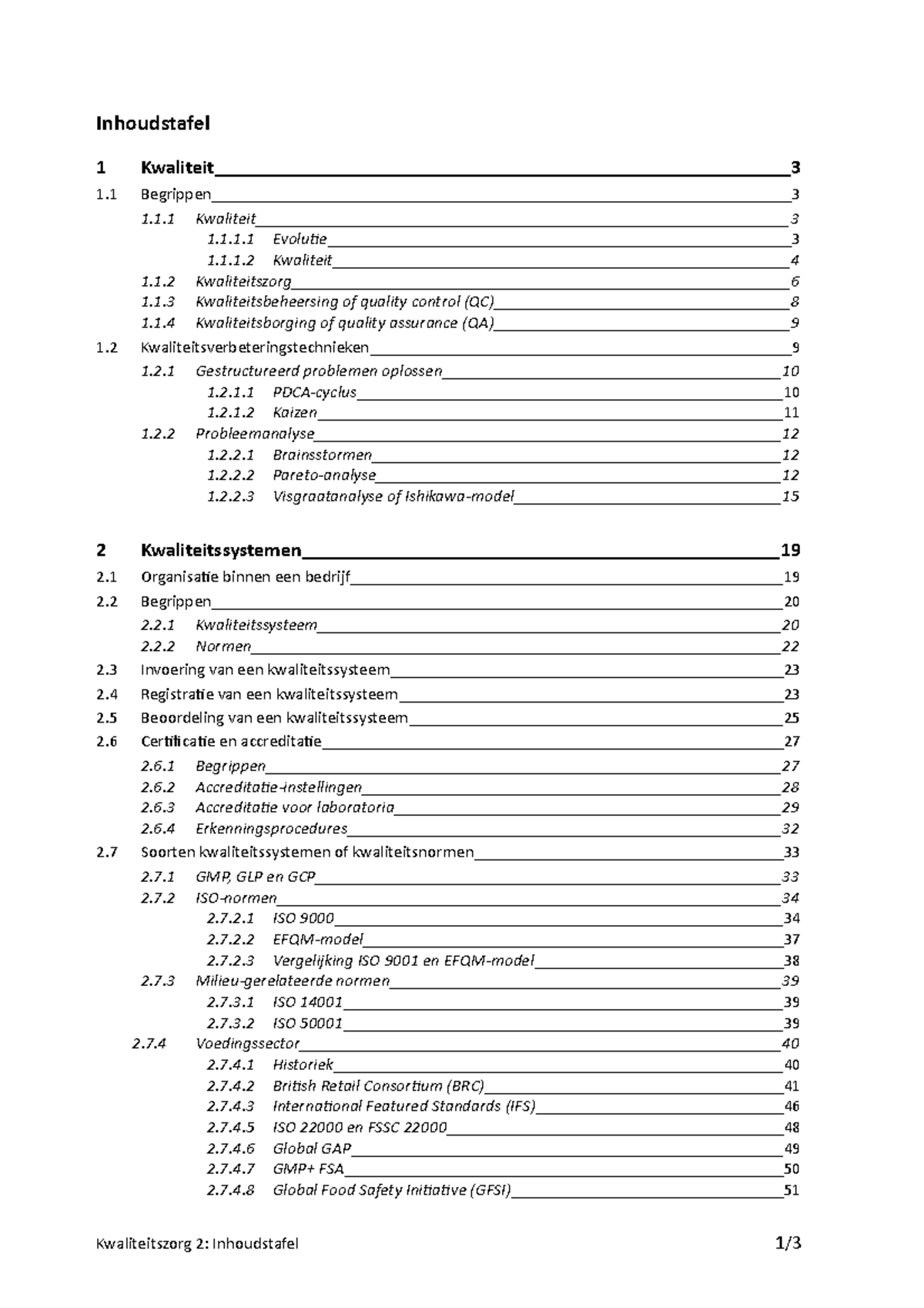 KZ-Inhoudstafel - Inhoudstafel met van het vak, te gebruiken als ...