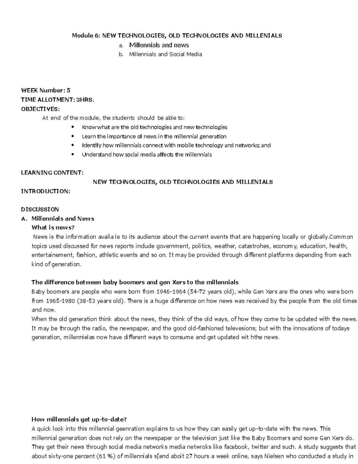 GEC 007a WEEK 6 - Summary Bs Secondary Education - Module 6: NEW ...