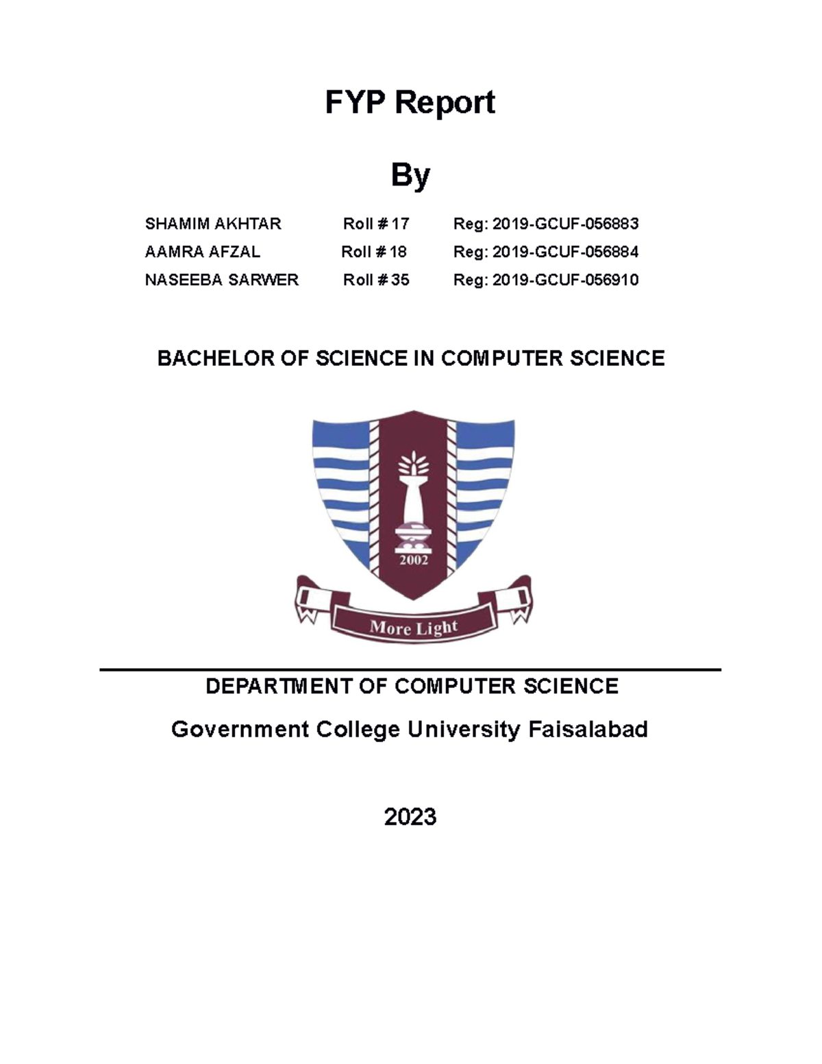 FYP Proposal 2021 - FYP Report By SHAMIM AKHTAR Roll # 17 Reg: 2019 ...