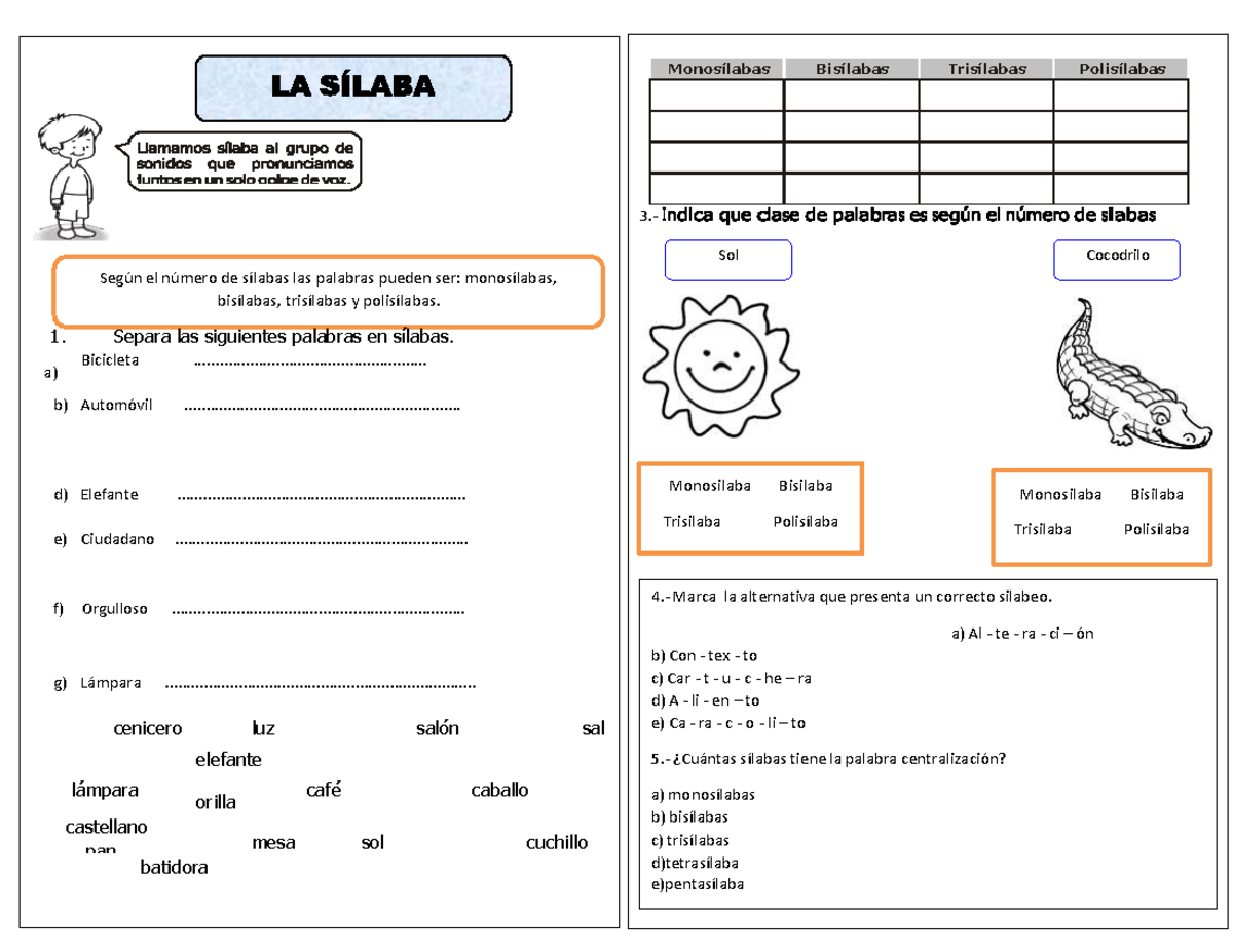 Monosílabas - 4to año , este documento hablara de las palabras y como ...