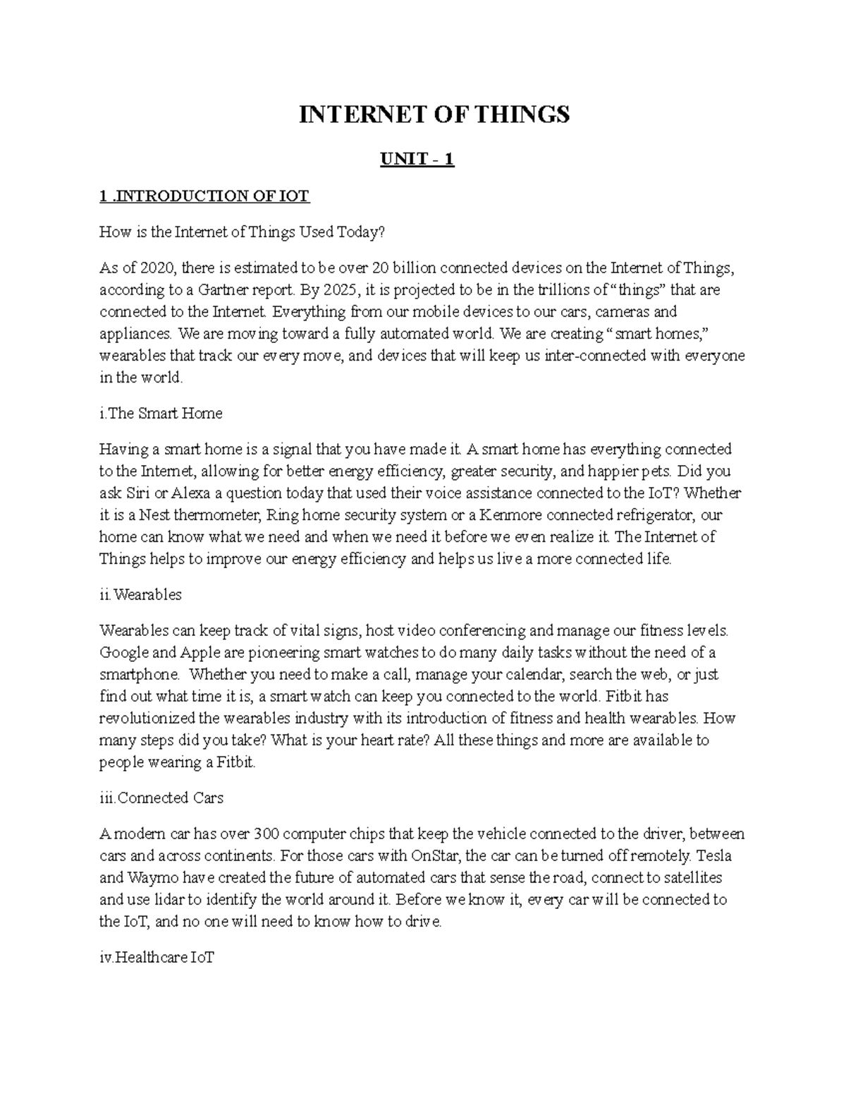 Internet OF Thing 1 - Short notes nd clear - INTERNET OF THINGS UNIT ...