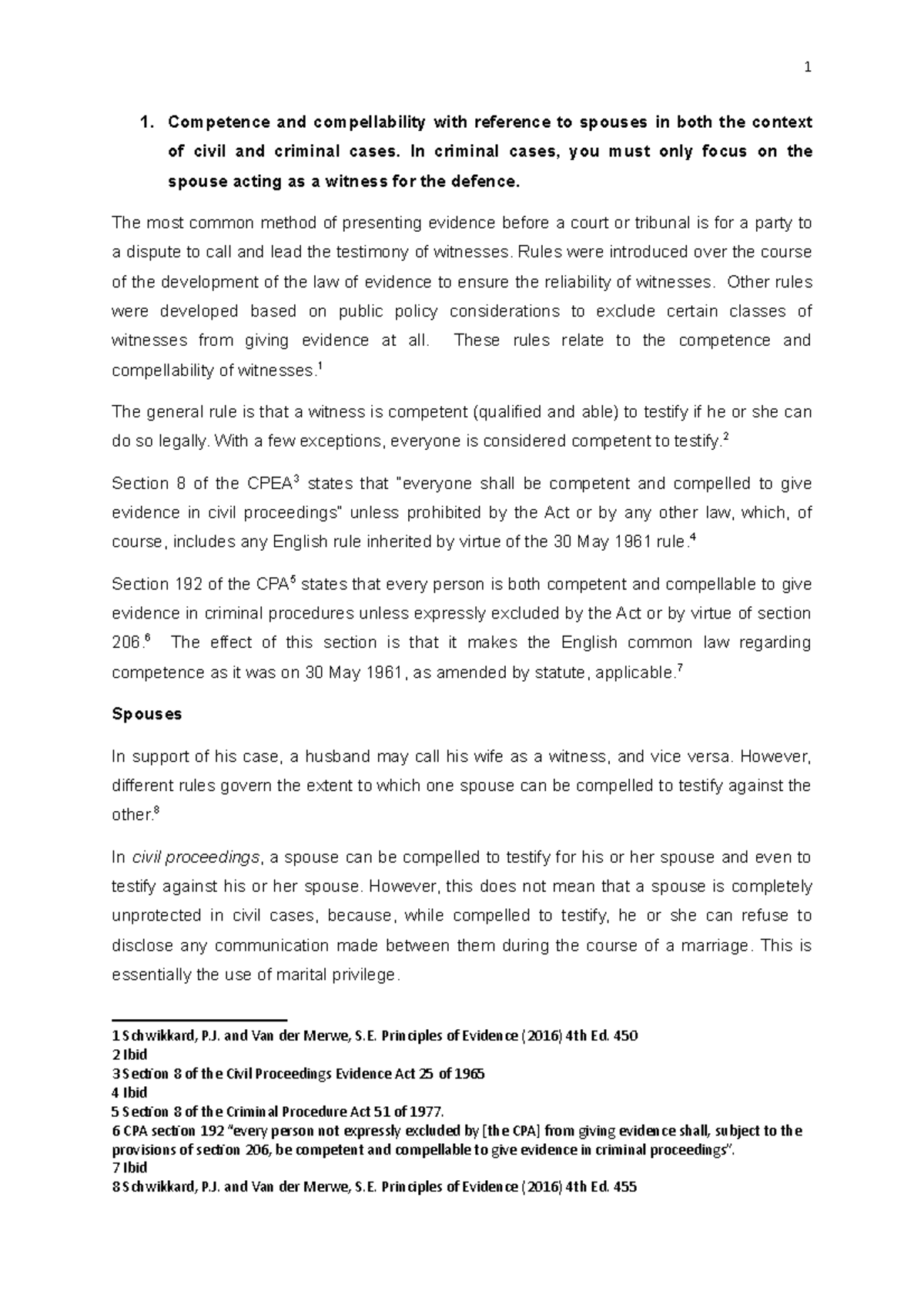 Law of Evidence 1 previous consistent statements - LACO6211 - Studocu