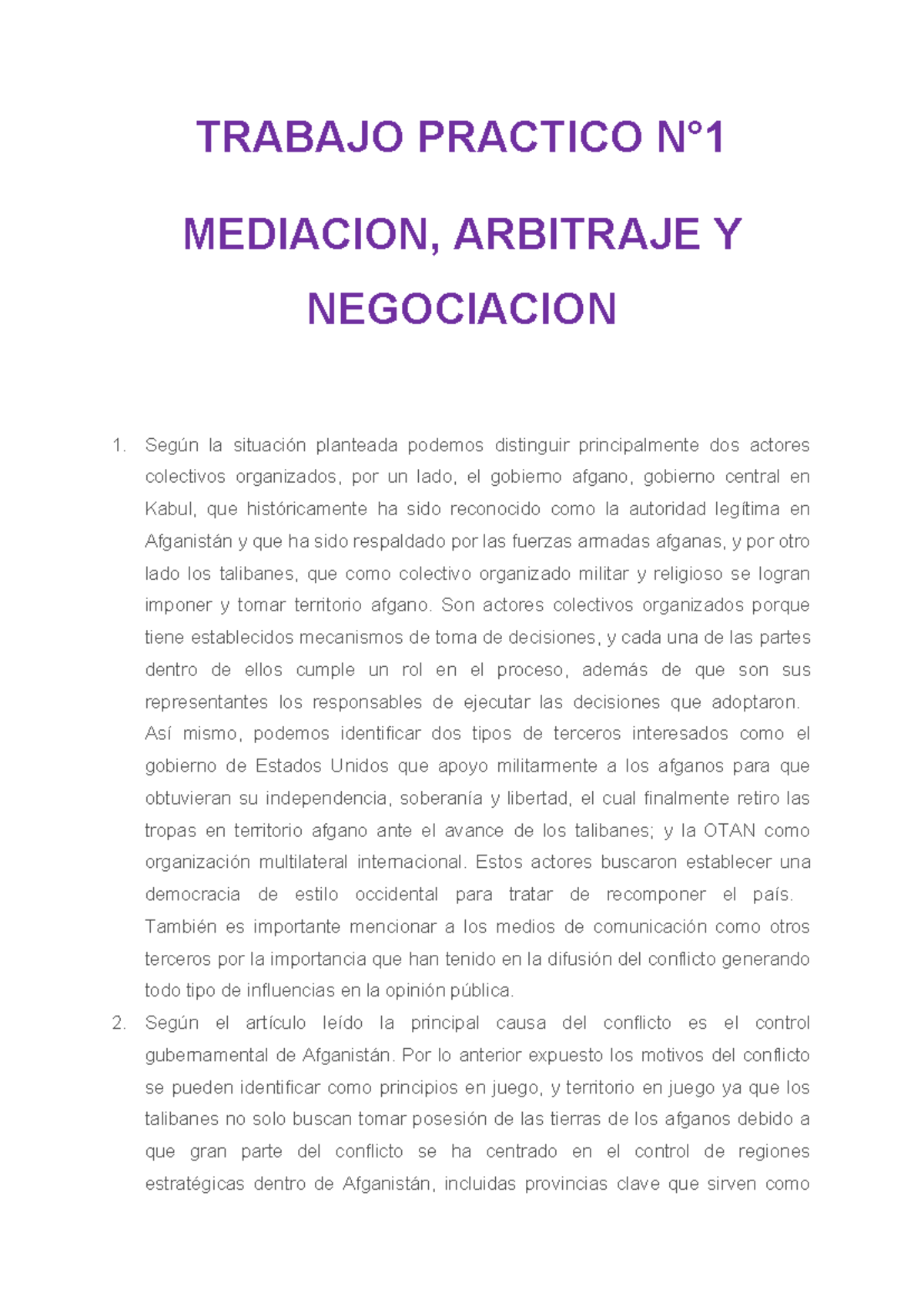 Trabajo Practico N°1- mediación, arbitraje y negociacion - TRABAJO PRACTICO N° MEDIACION ...