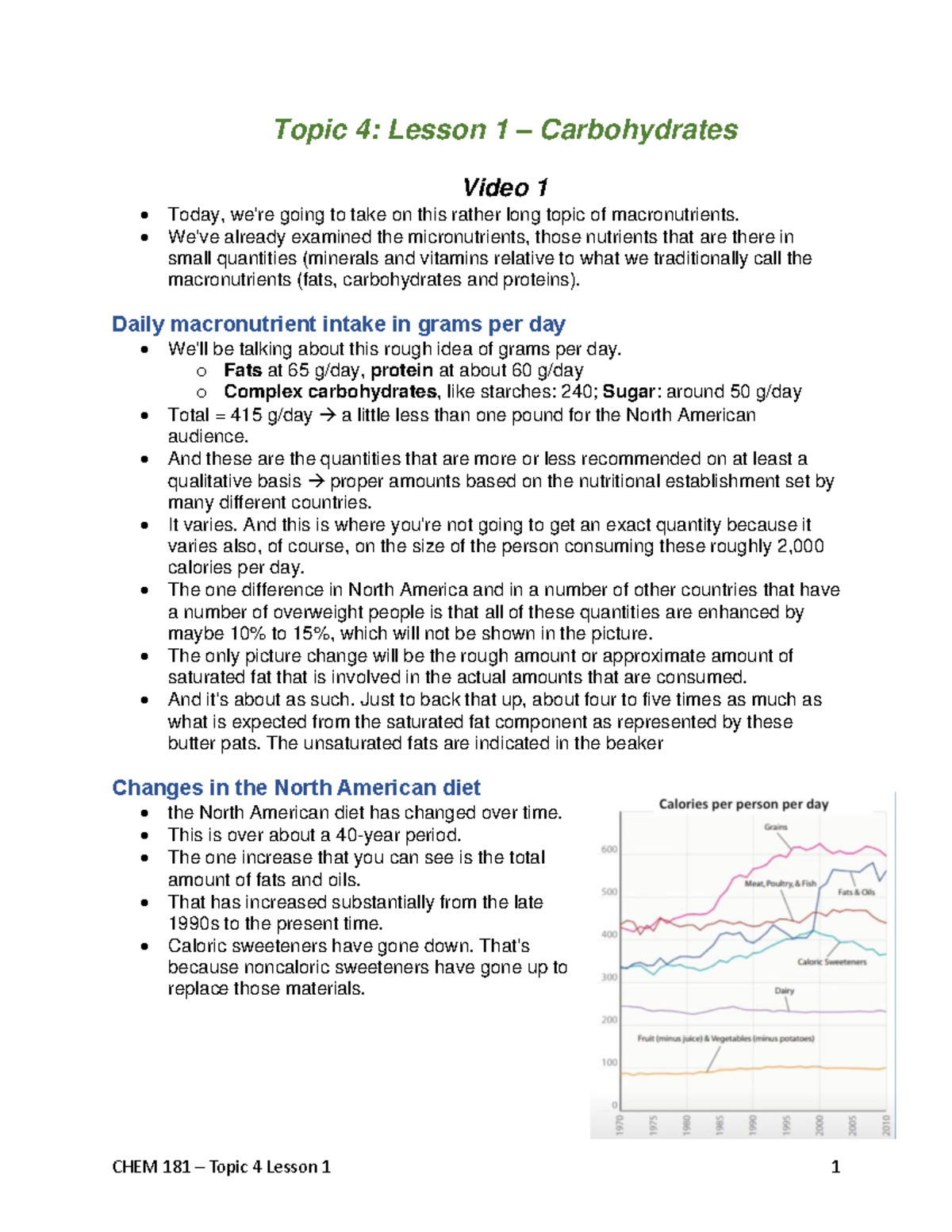 Topic 4 Lesson 1 - dee - Topic 4: Lesson 1 – Carbohydrates Video 1 ...
