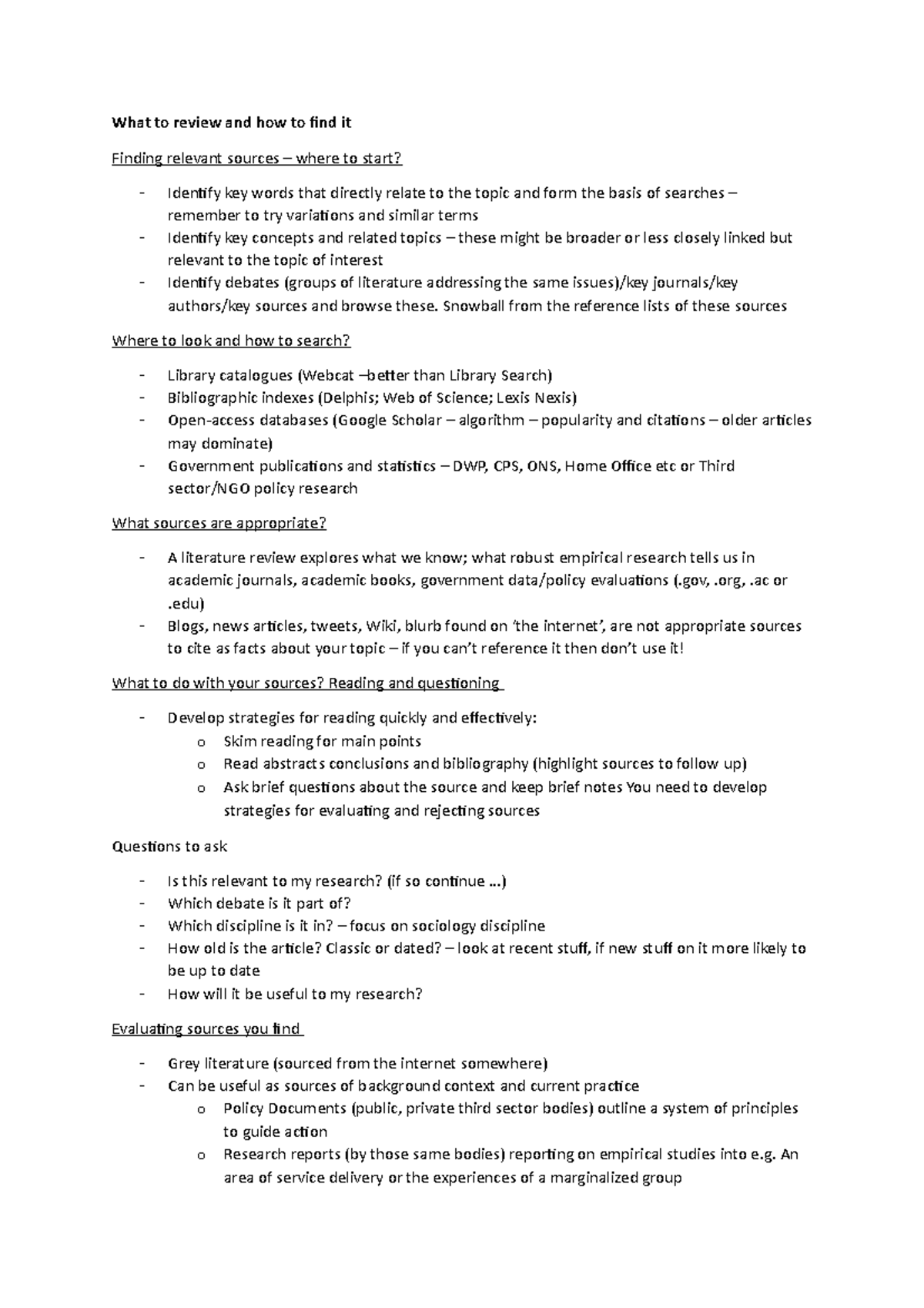 Lecture 9b What to review and how to find it - What to review and how ...