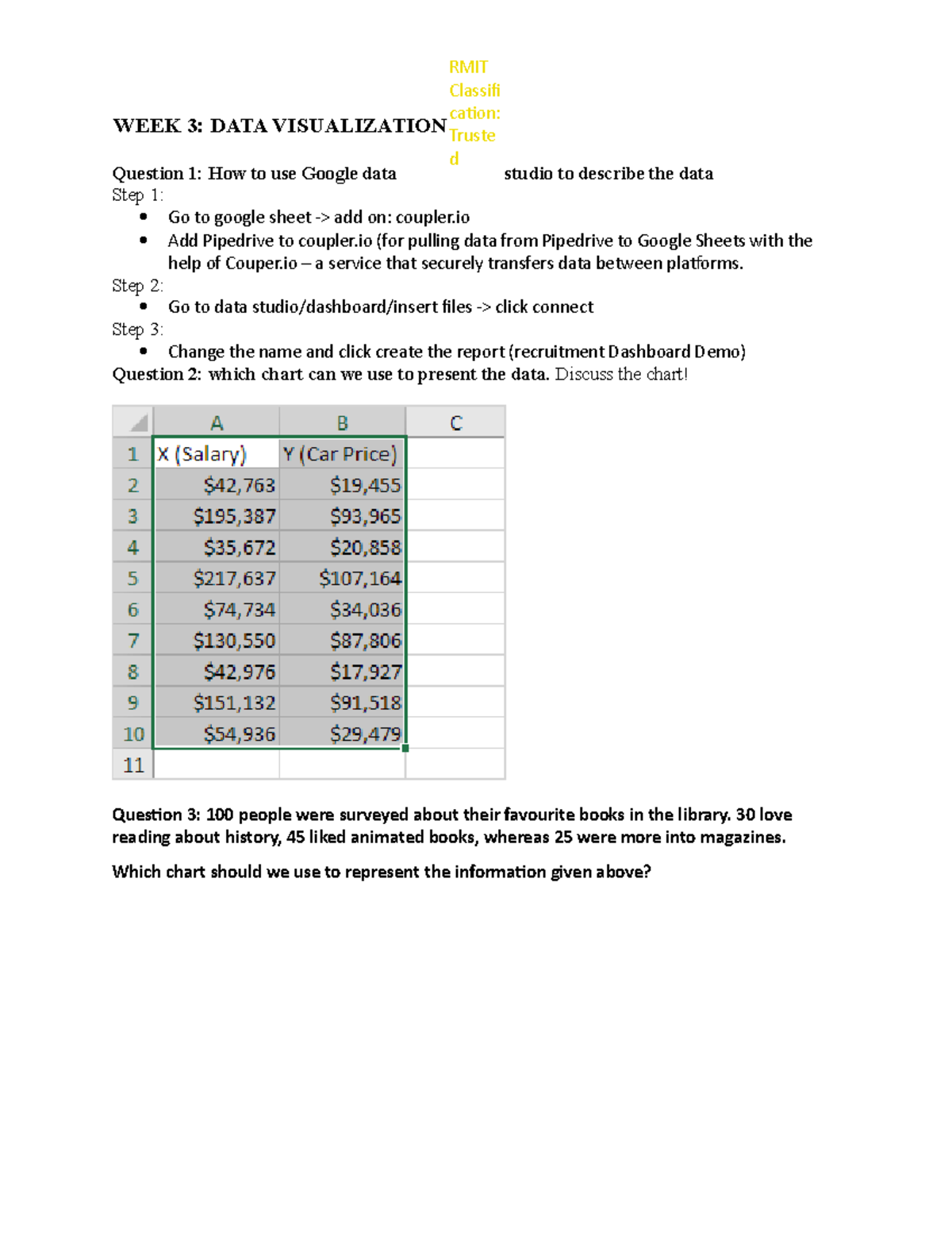 data visiualization - WEEK 3: DATA VISUALIZATION Question 1: How to use Google data studio to ...