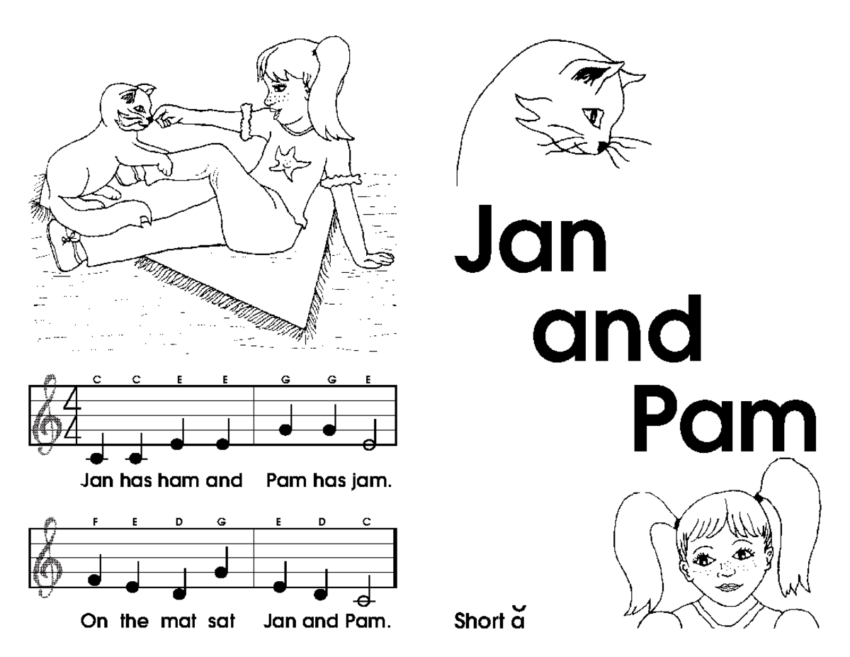 Book 2001 20Jan 20and 20Pam - Jan has ham and Pam has jam. On the mat ...