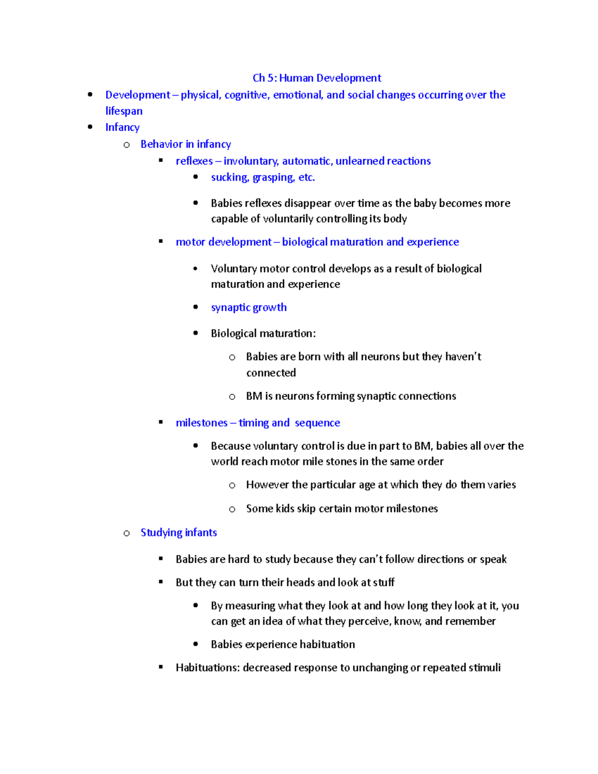 Chapter 5: Human Development notes - Ch 5: Human Development ...