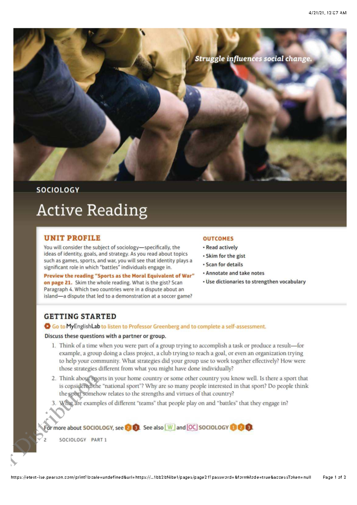 Part 1.1 Active Reading - !"#$"#$%&$#'()&*+ for - Studocu