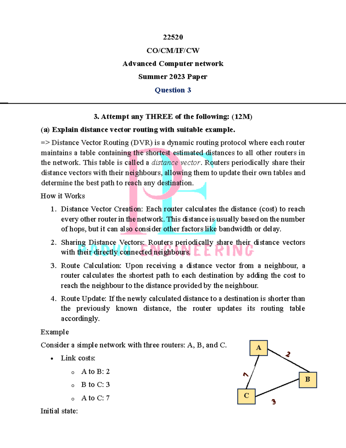 ACN Solved Que 3 Summer 2023 - 22520 CO/CM/IF/CW Advanced Computer ...