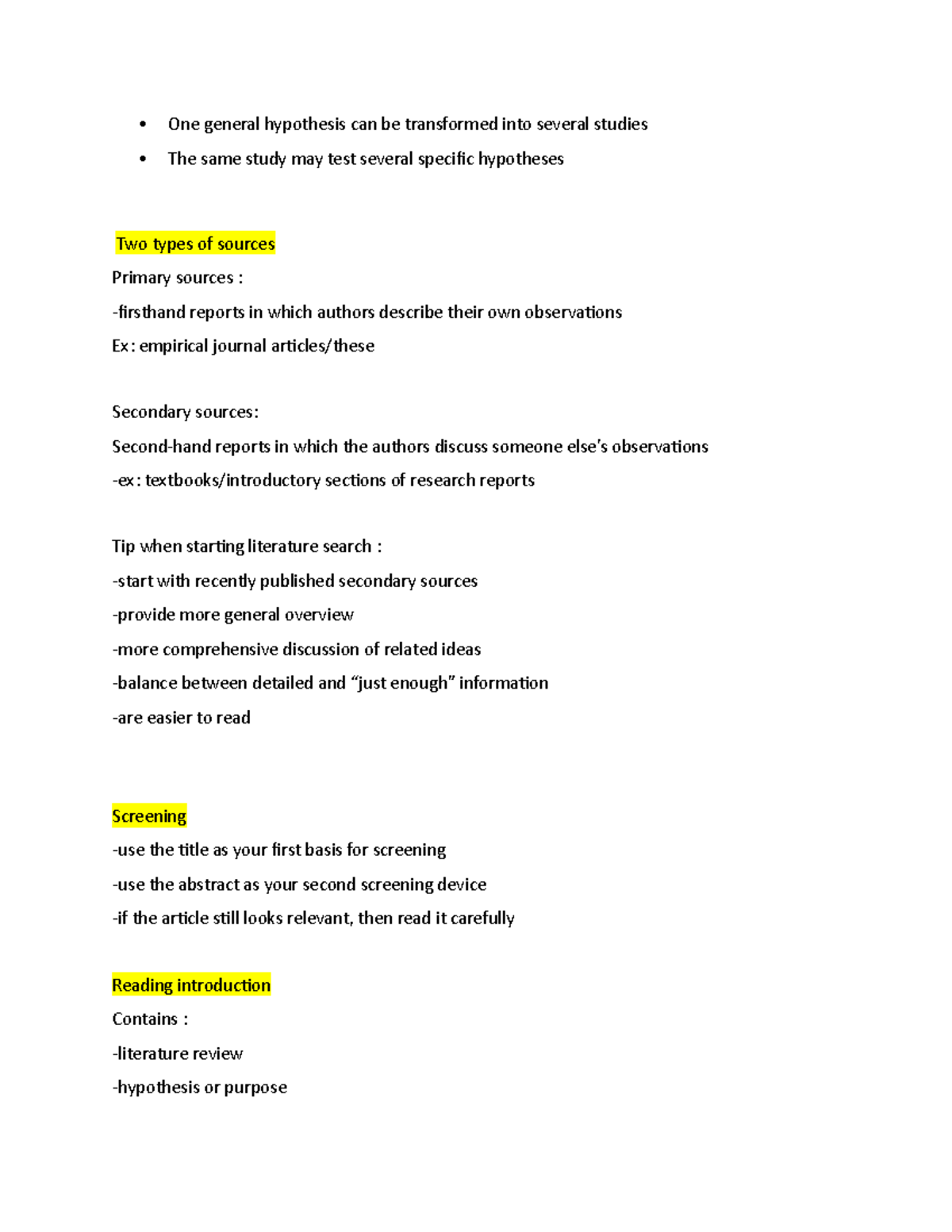 Psych 310 notes ch 3 - One general hypothesis can be transformed into ...