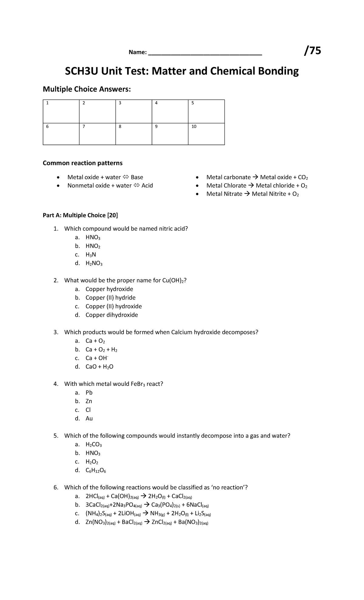 Unit 2 - Mock exam practice - Name ...