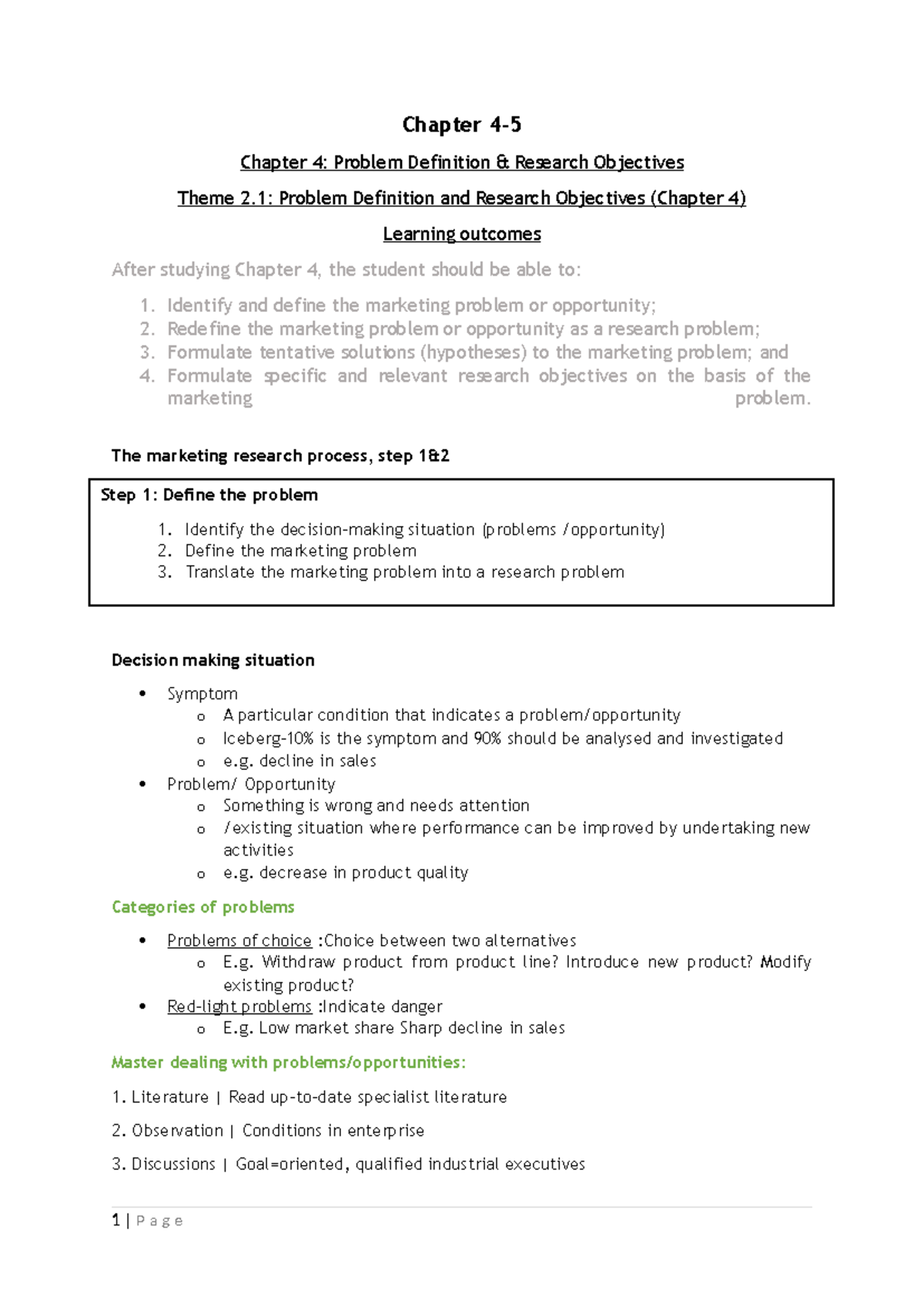 BEM 314 Chapter 4-5 - Chapter 4- Chapter 4: Problem Definition ...