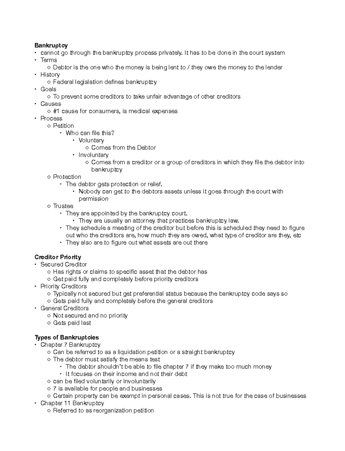 Ch 20 Bankruptcy - class notes for rebecca davis' class - Bankruptcy ...