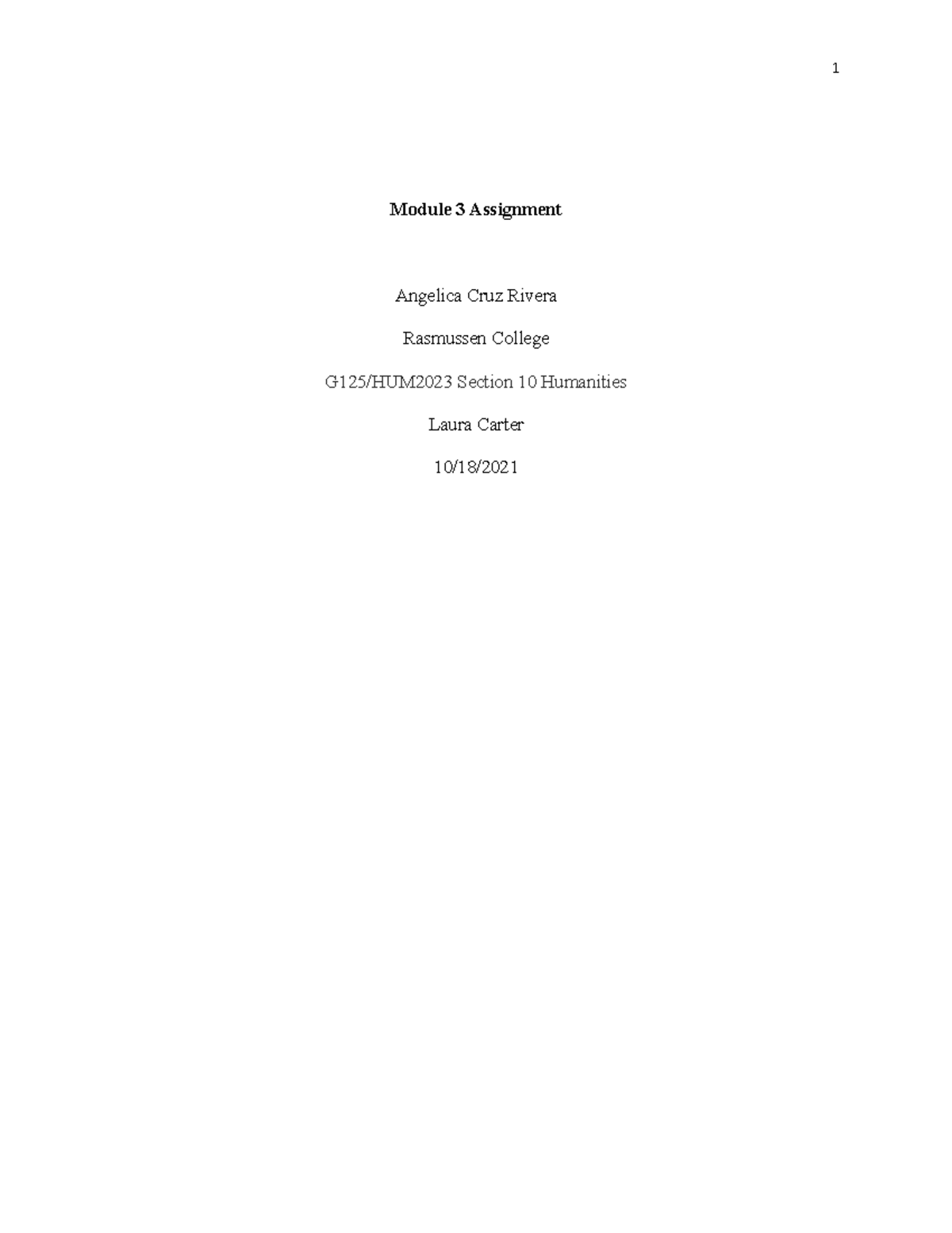 ACruz Rivera Module 3Assignment 10192021 - HUM 2023 - Studocu
