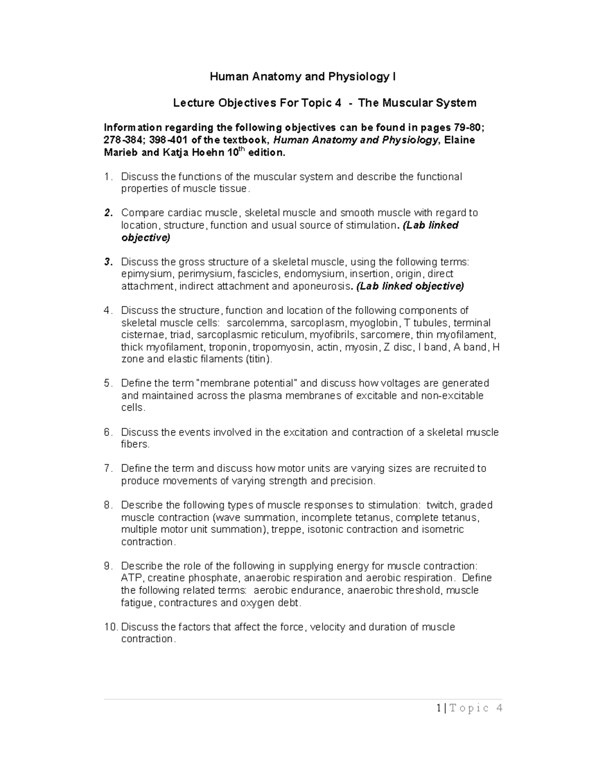 Topic 4 Muscular system 2017-2018 final - Human Anatomy and Physiology ...