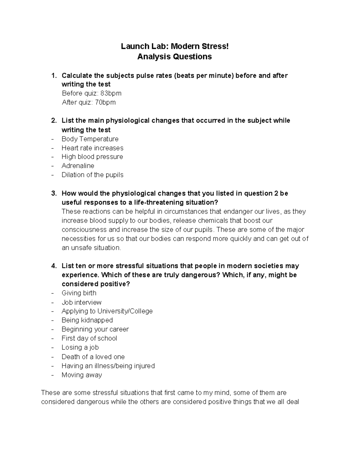 Bio Lab Analysis Questions - Launch Lab: Modern Stress! Analysis ...