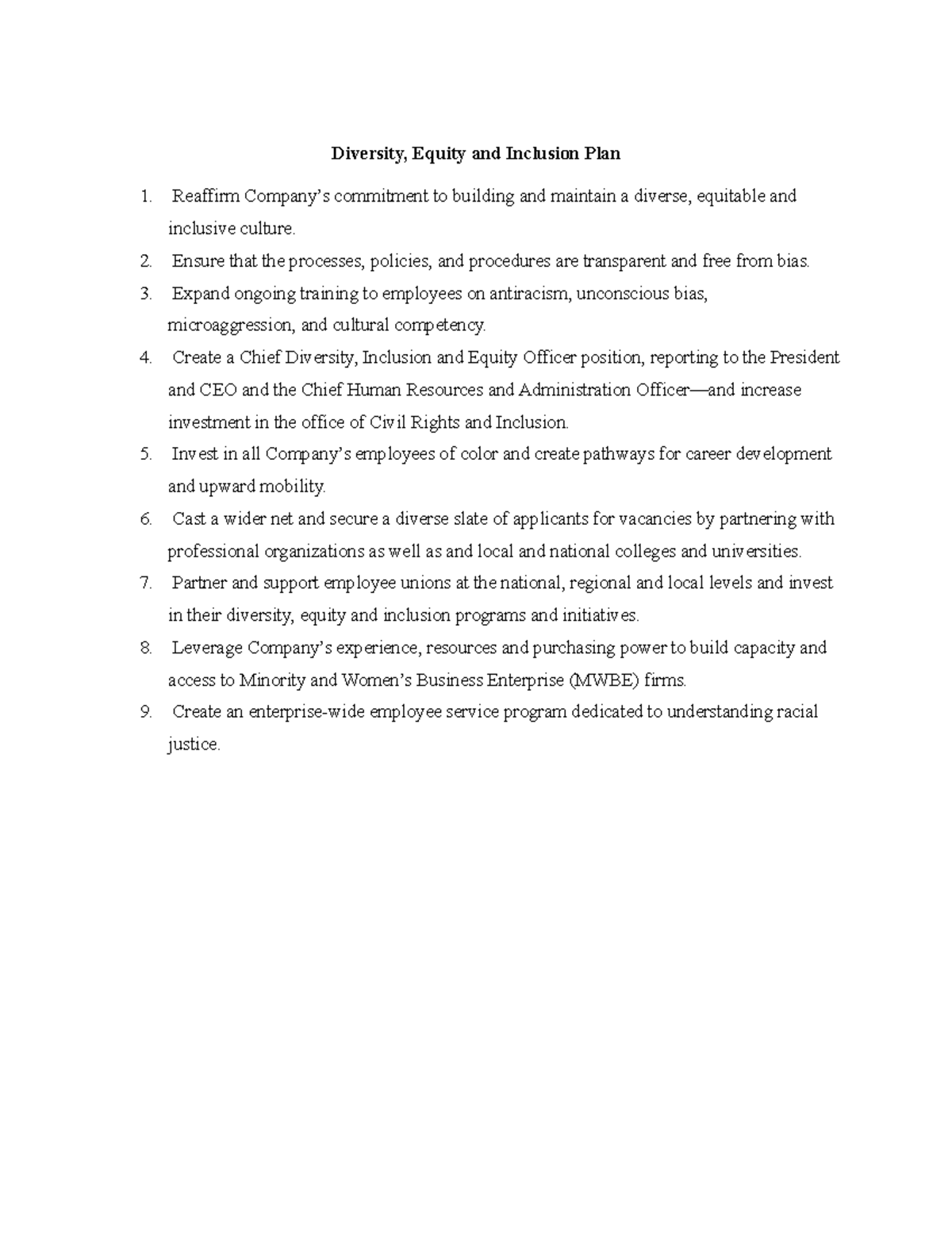 Sample DEIPlan - template - Diversity, Equity and Inclusion Plan ...