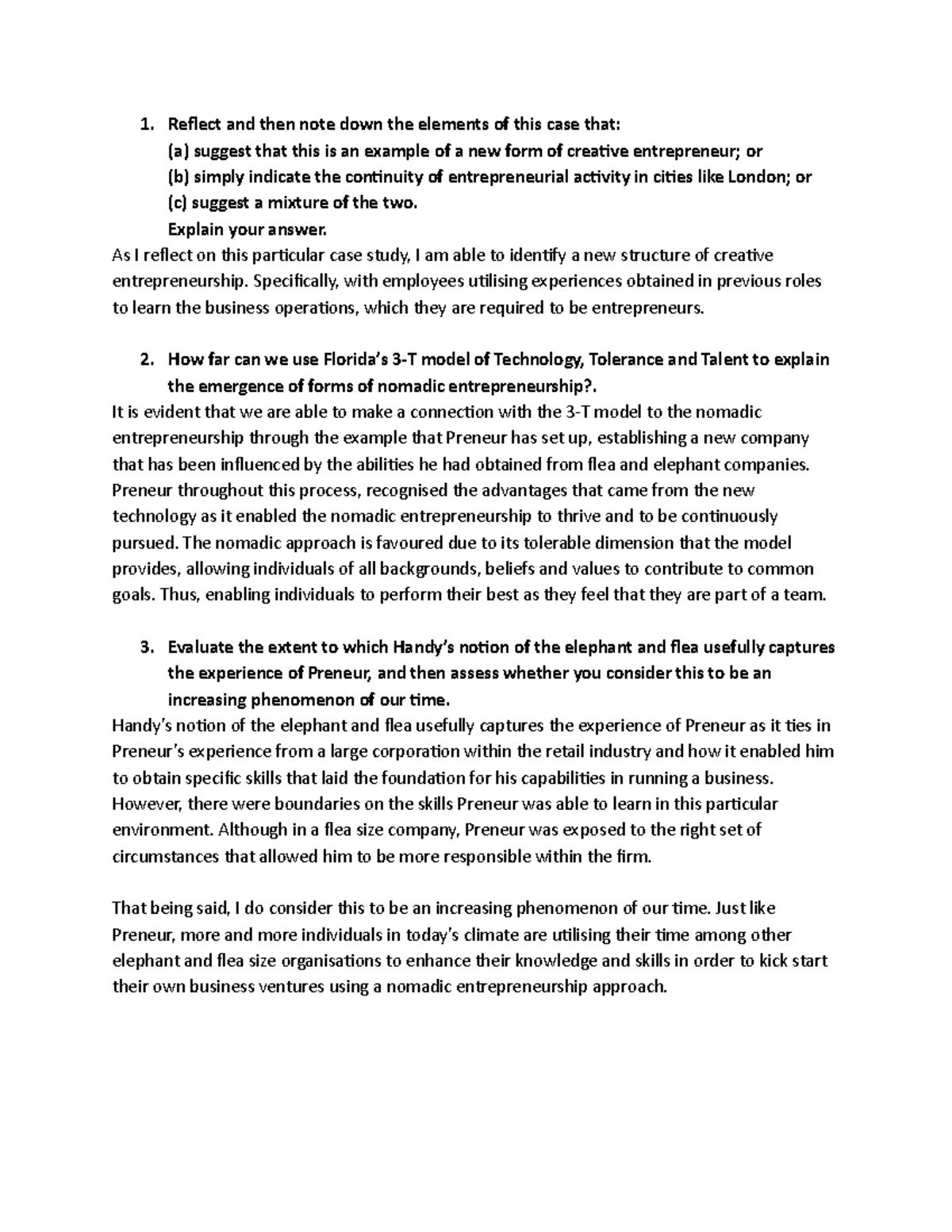Module 7 Case study reponse - Reflect and then note down the elements ...