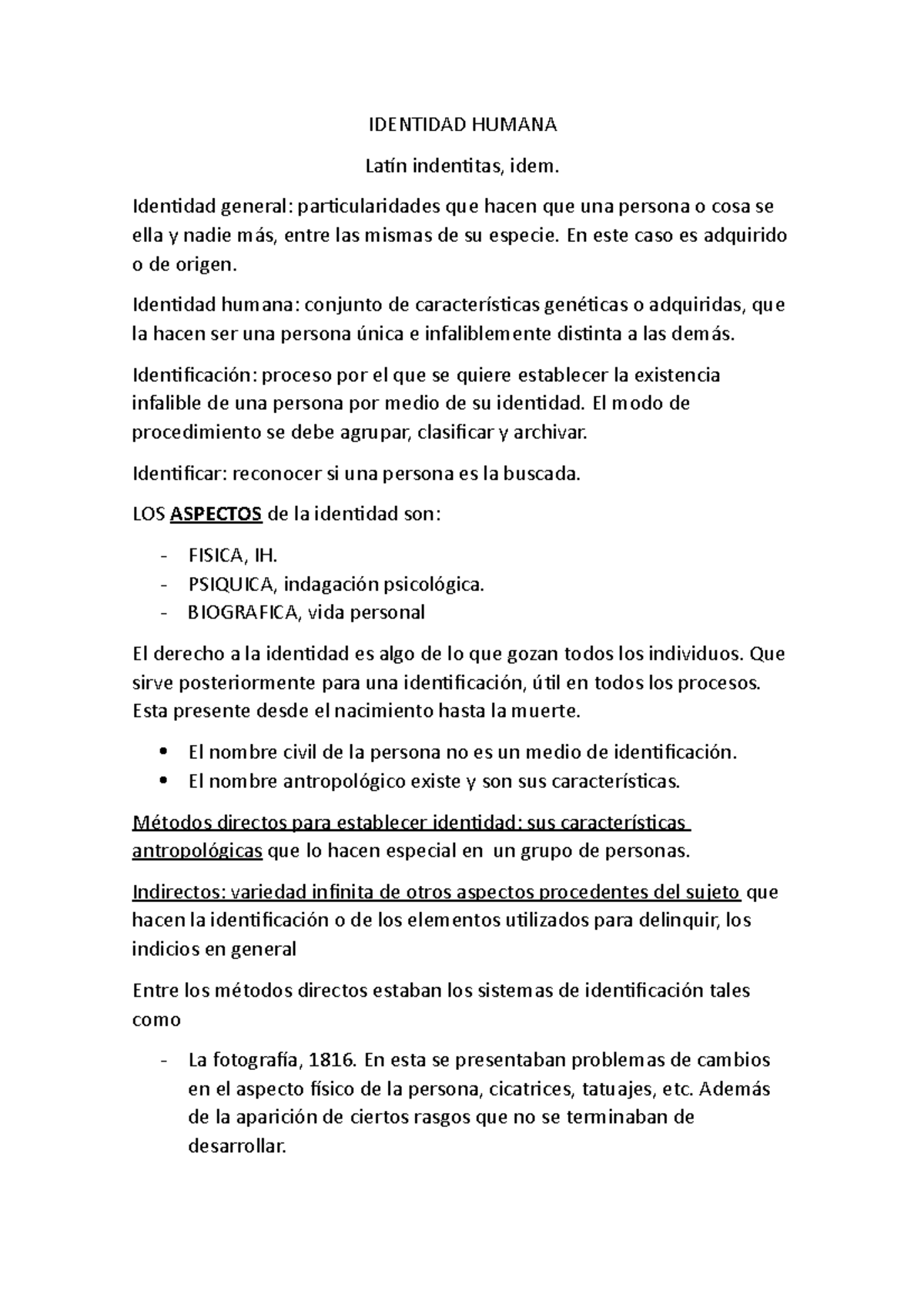 Identidad Humana - jnn - IDENTIDAD HUMANA Latín indentitas, idem ...