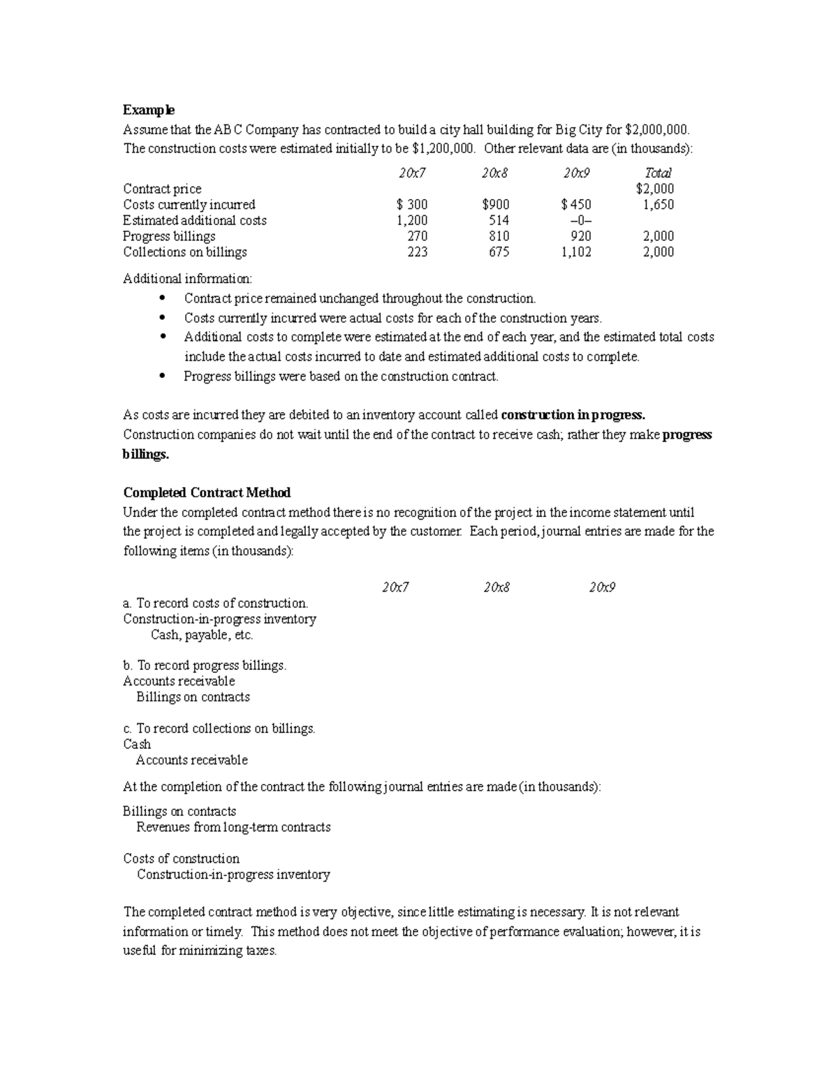 Contract blank - assignment 3 - Example Assume that the ABC Company has ...