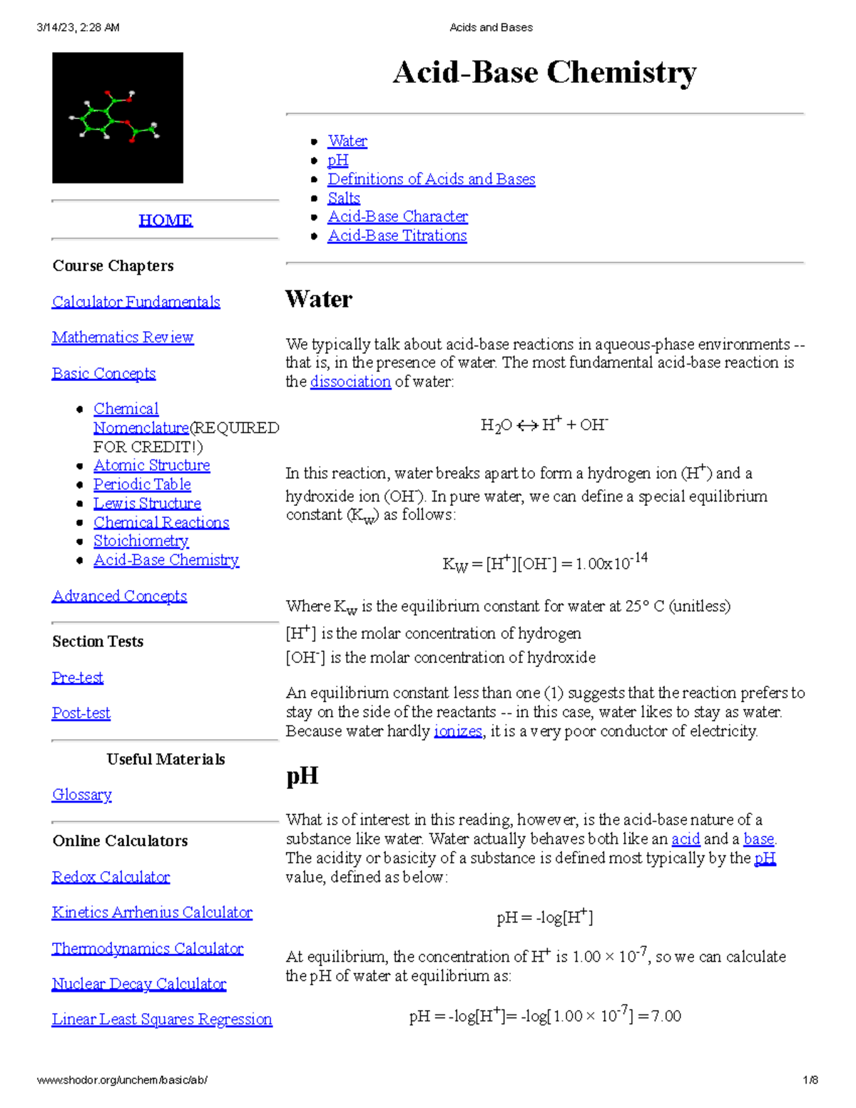 Acids and Bases - HOME Course Chapters Calculator Fundamentals ...