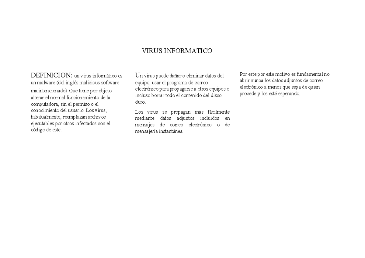 Virus Informatico - concepto - VIRUS INFORMATICO DEFINICION: un virus ...