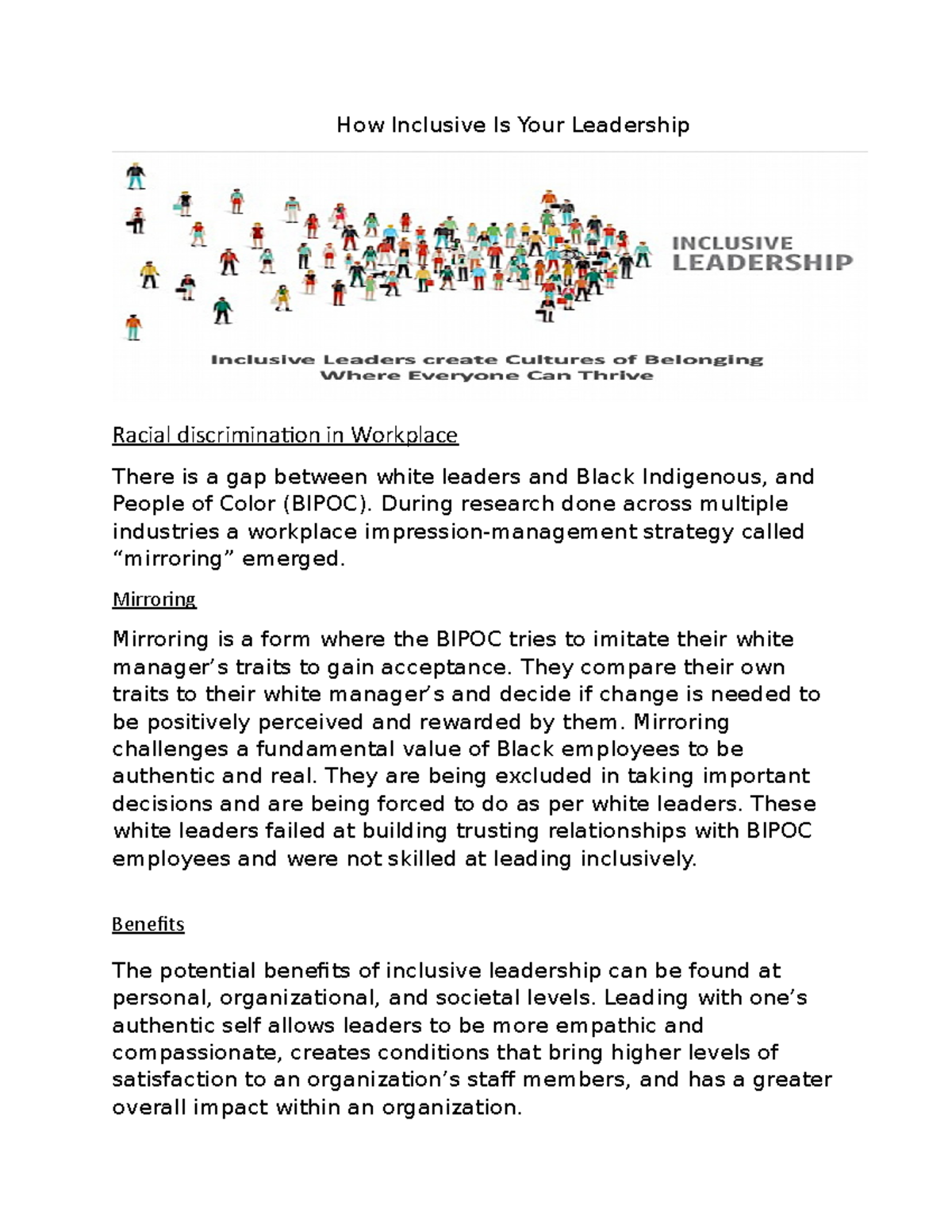 How Inclusive Is Your Leadership - During research done across multiple ...