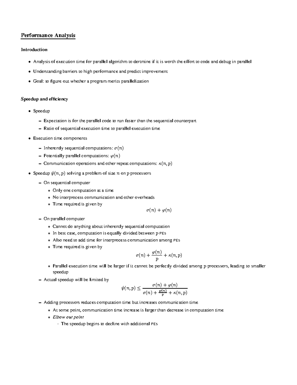 Performancenotes Parallel - Introduction Analysis of execution time for ...