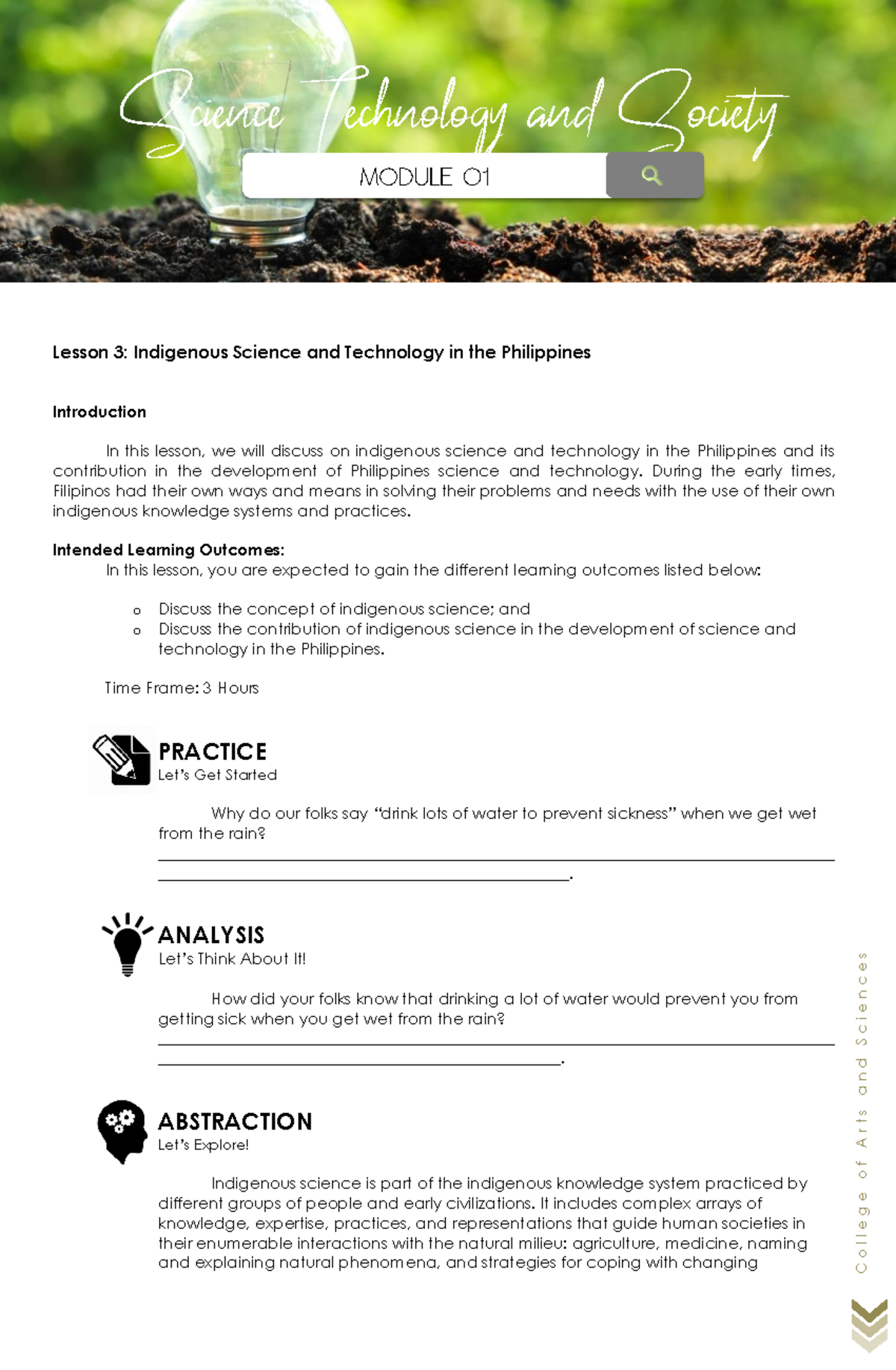 STS Module 01 Lesson 03 - Review guides - Science, Technology, and ...
