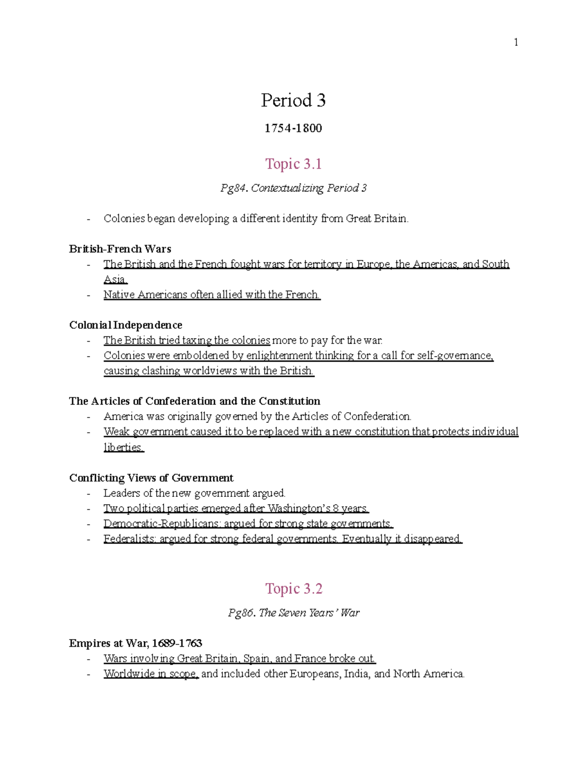 Period 3 Apush Notes - Period 3 1754- Topic 3. Pg84. Contextualizing ...
