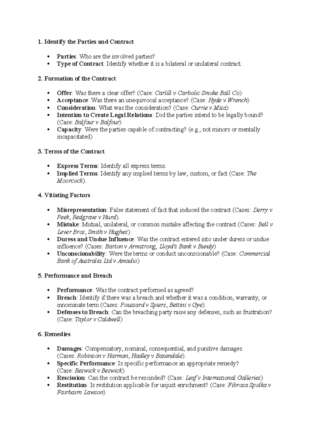 Notes - Identify the Parties and Contract Parties: Who are the involved ...