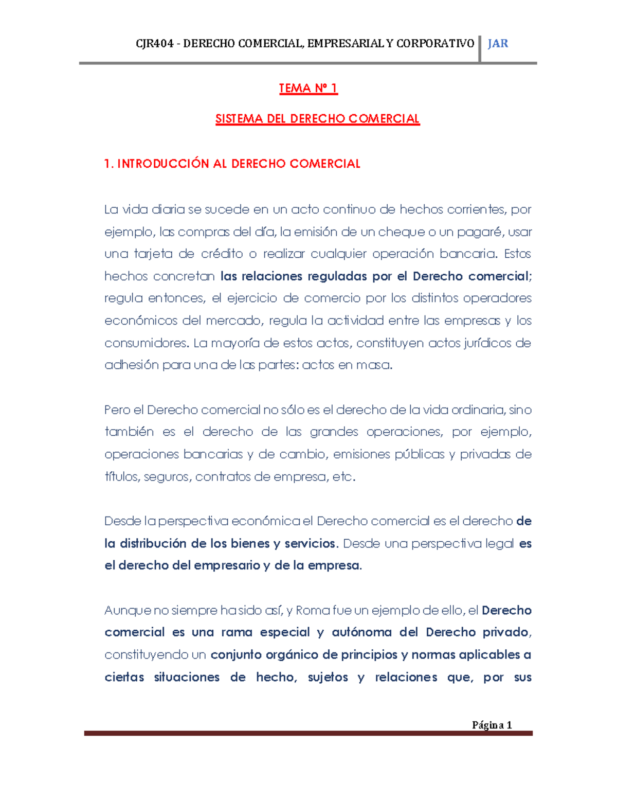 Derecho comercial empresarial y corporativo - TEMA Nº 1 SISTEMA DEL ...