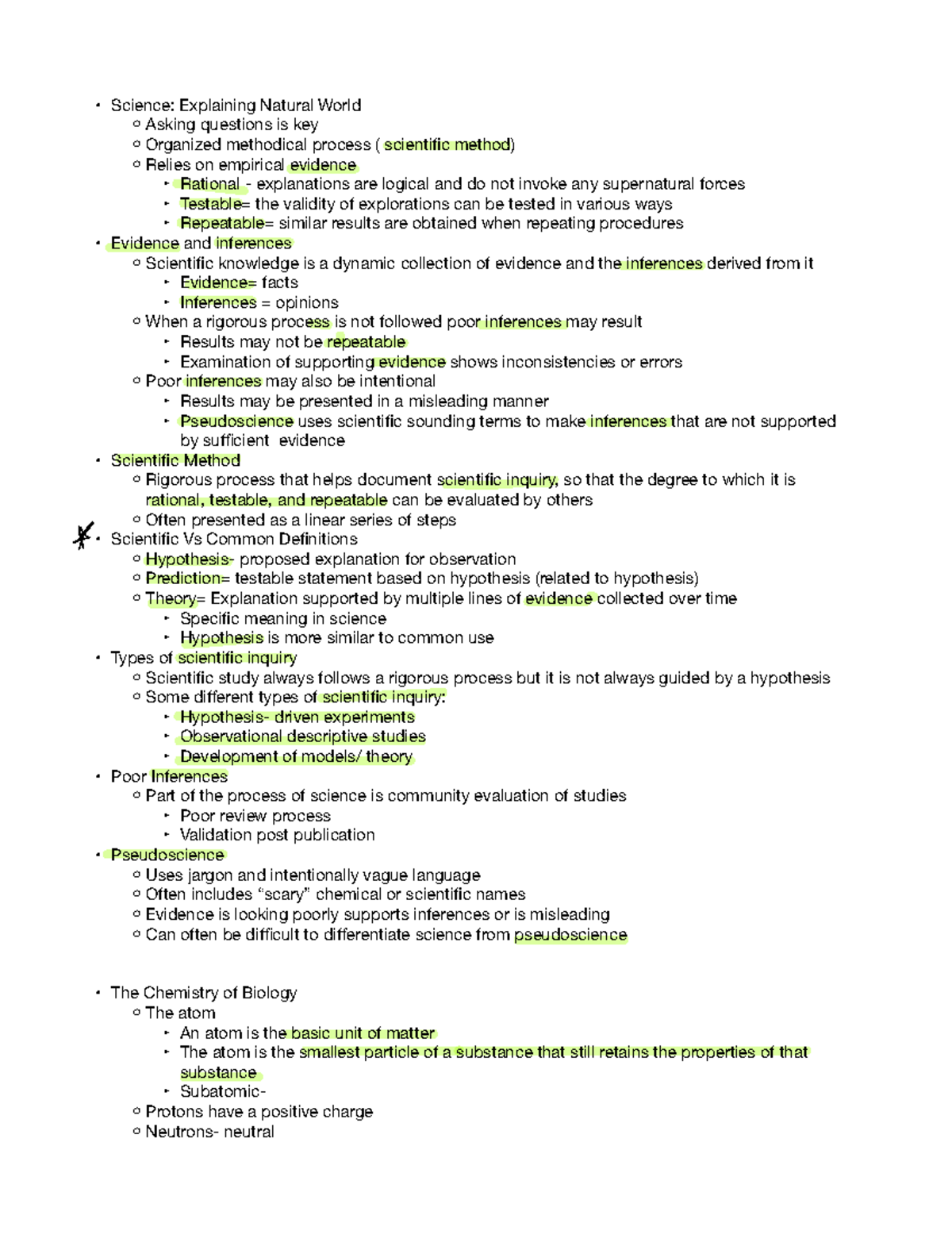 Bio 101- Wed - daileg - Science: Explaining Natural World Asking ...